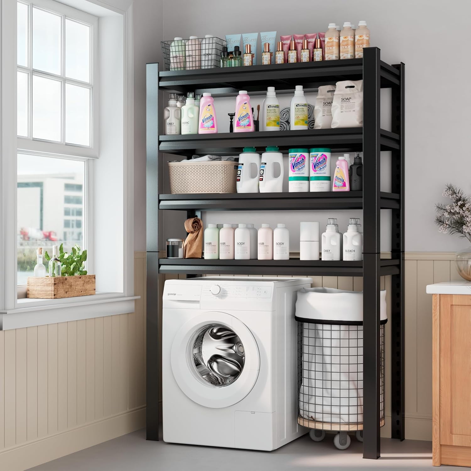 Over Washer and Dryer Shelves,4 Tier Expandable Washer and Dryer rack ...