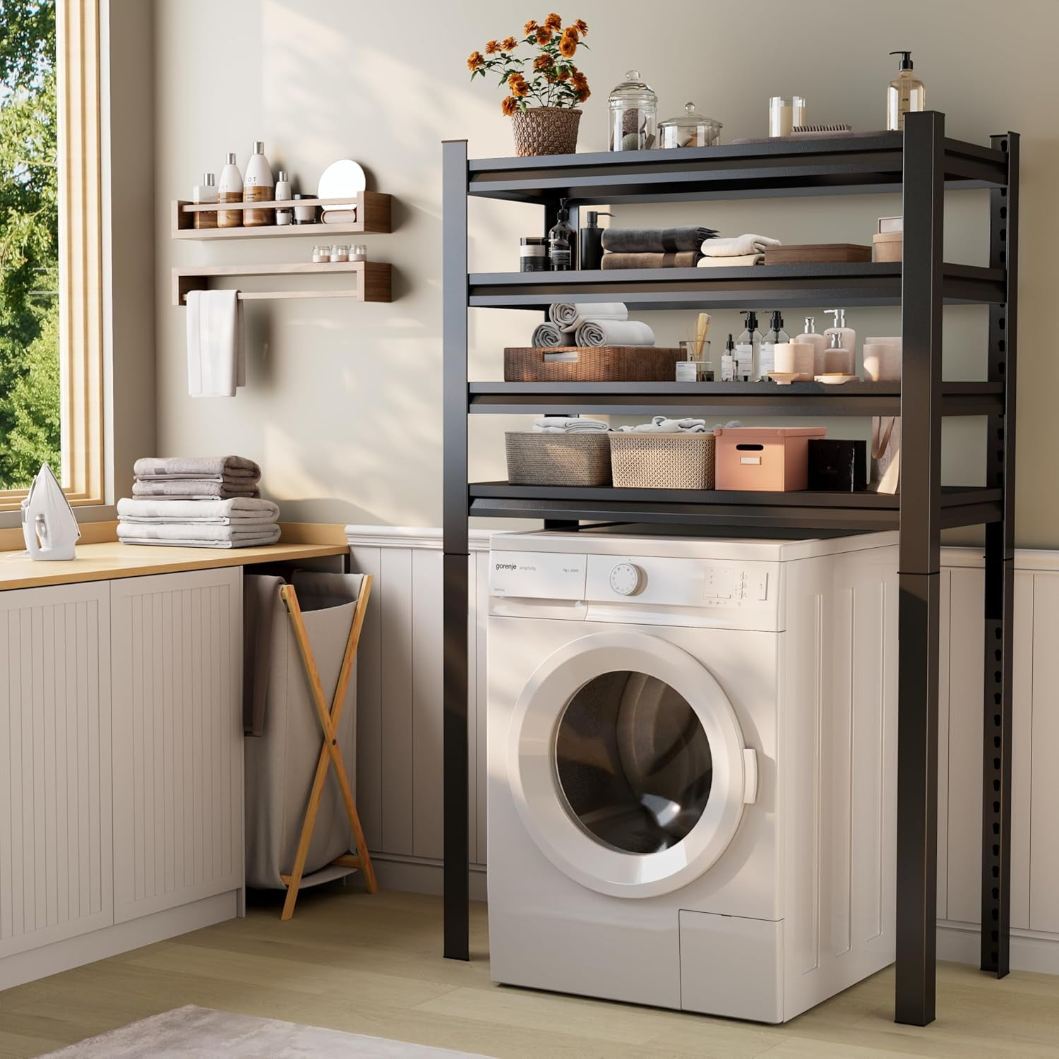 Over Washer and Dryer Shelves,5 Tiers Laundry Room Standing Shelf ...