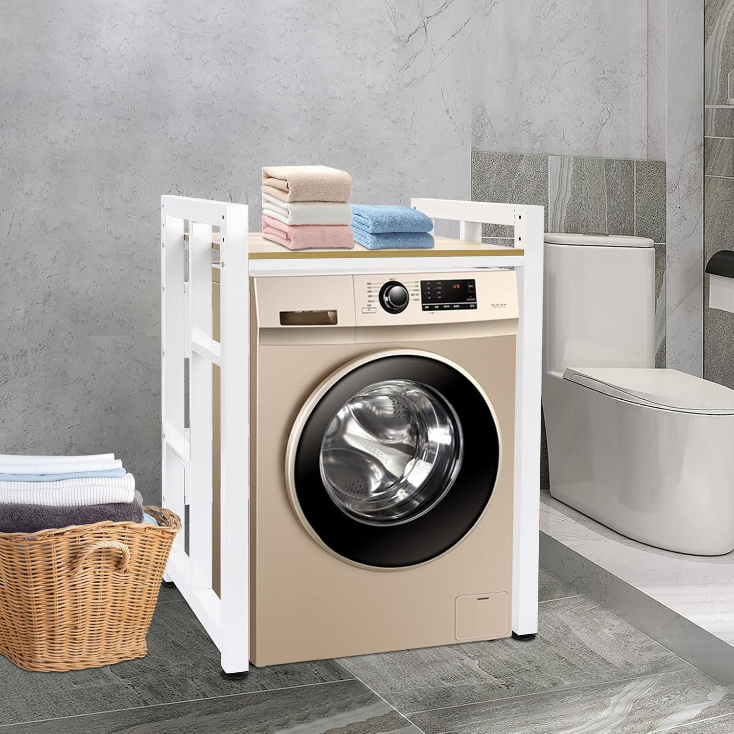 Washer Dryer Stacking Rack Stand, Heavy Duty Over Washer&Dryer Shelves ...