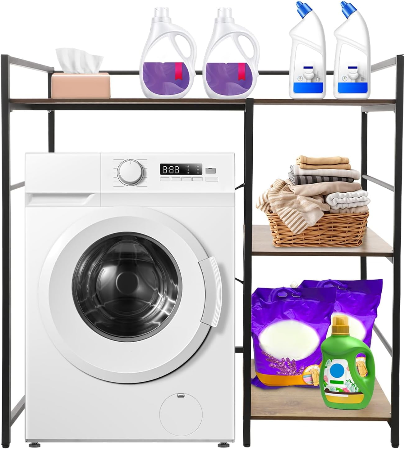 Washer Dryer Stacking Stand with Storage Rack, Heavy Duty Over Washer ...