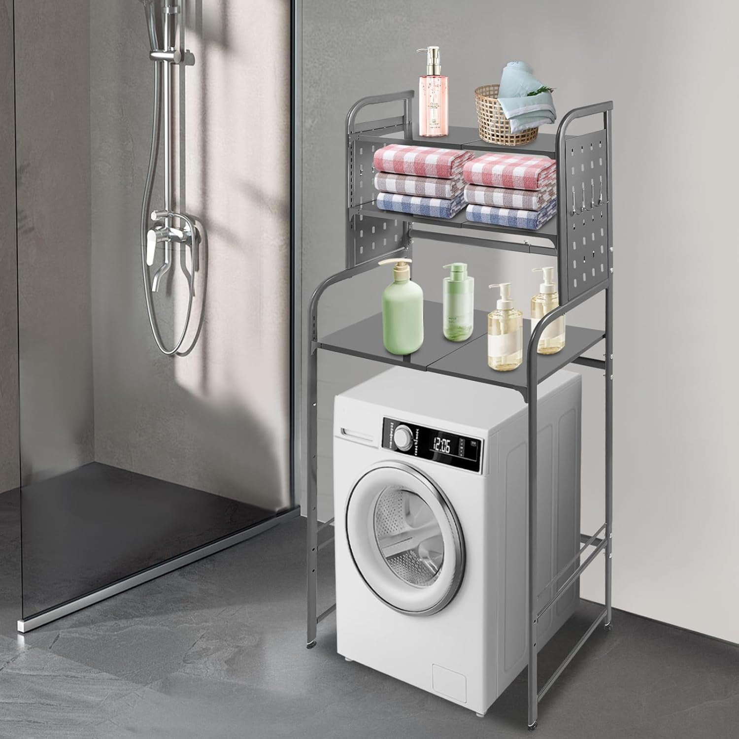 Over The Washer and Dryer Storage Shelf with Adjustable Shelf, 3 Tiers ...