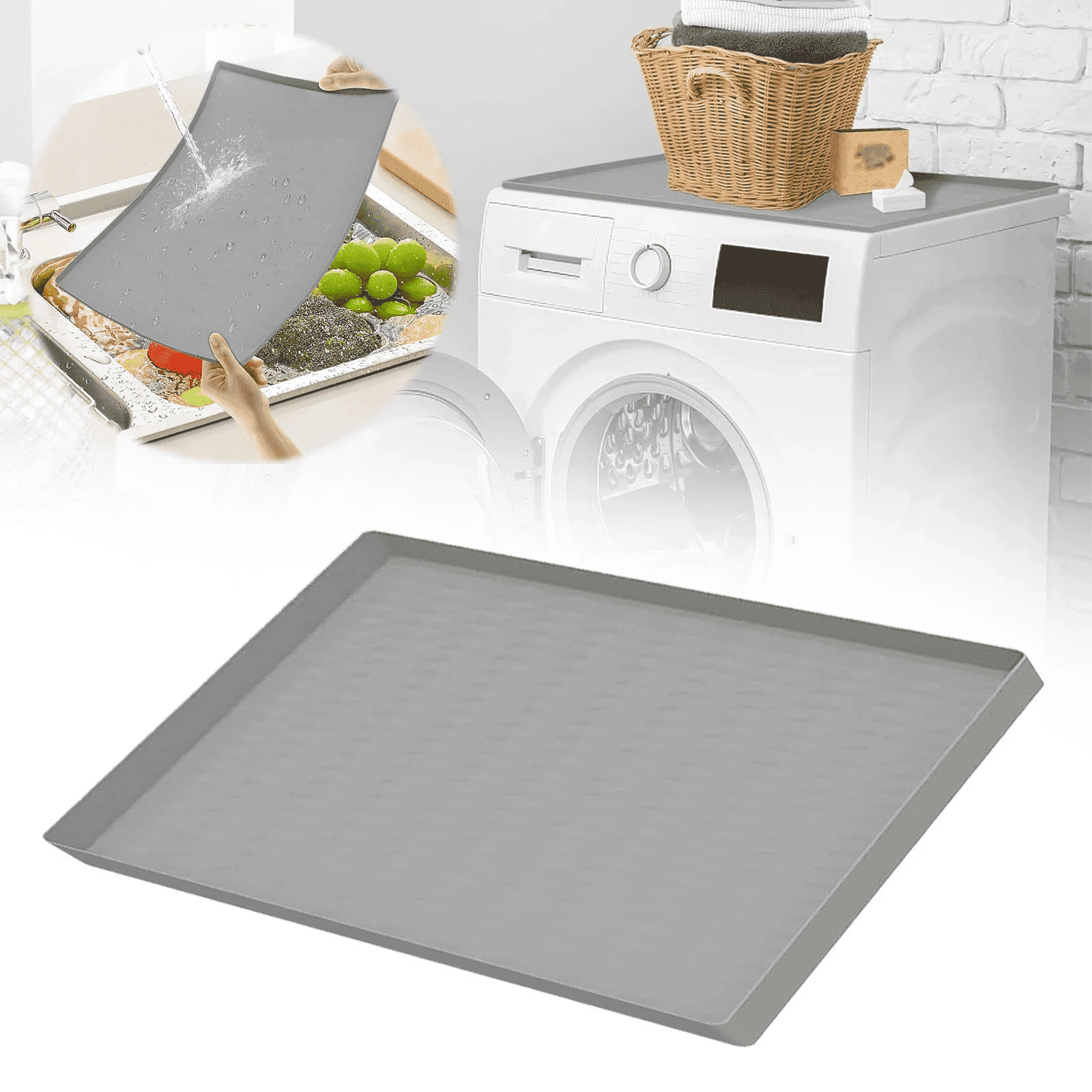 DISHUECO Washer and Dryer Top Mat Cover, 23.6" x 23.6" Mini Silicone ...