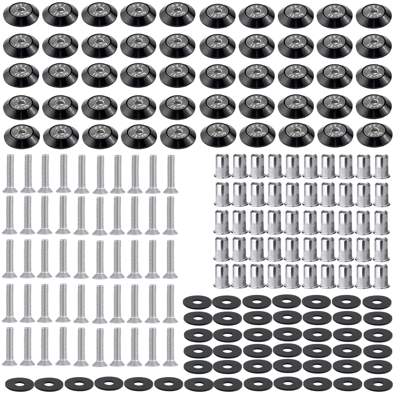 Washer Fender Bolts 50 Sets Anodized Aluminum 6061 M6x20 CNC Finishing ...