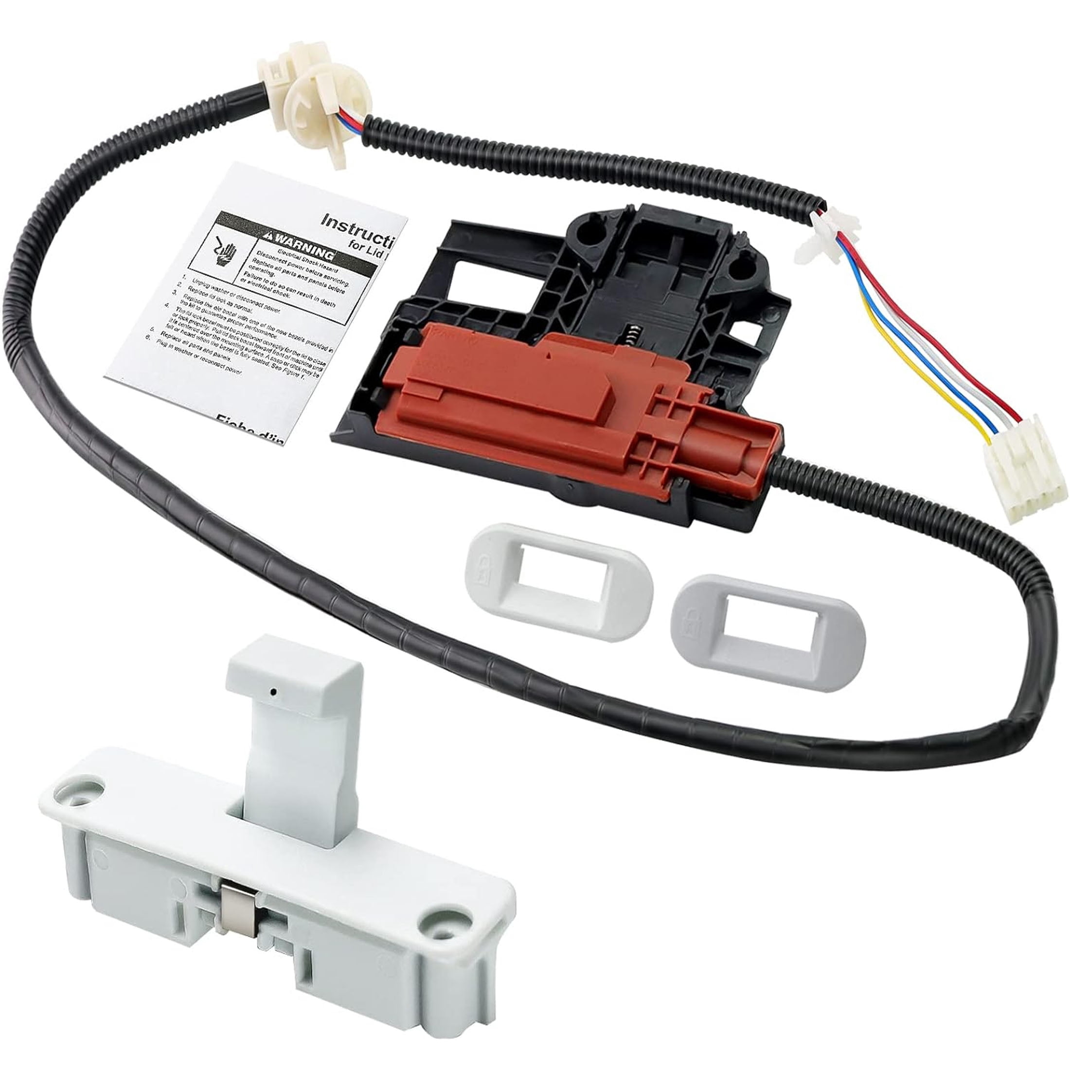 Washer Lid Lock Latch Switch Assembly & Lid Strike W10404050 W10238287 ...