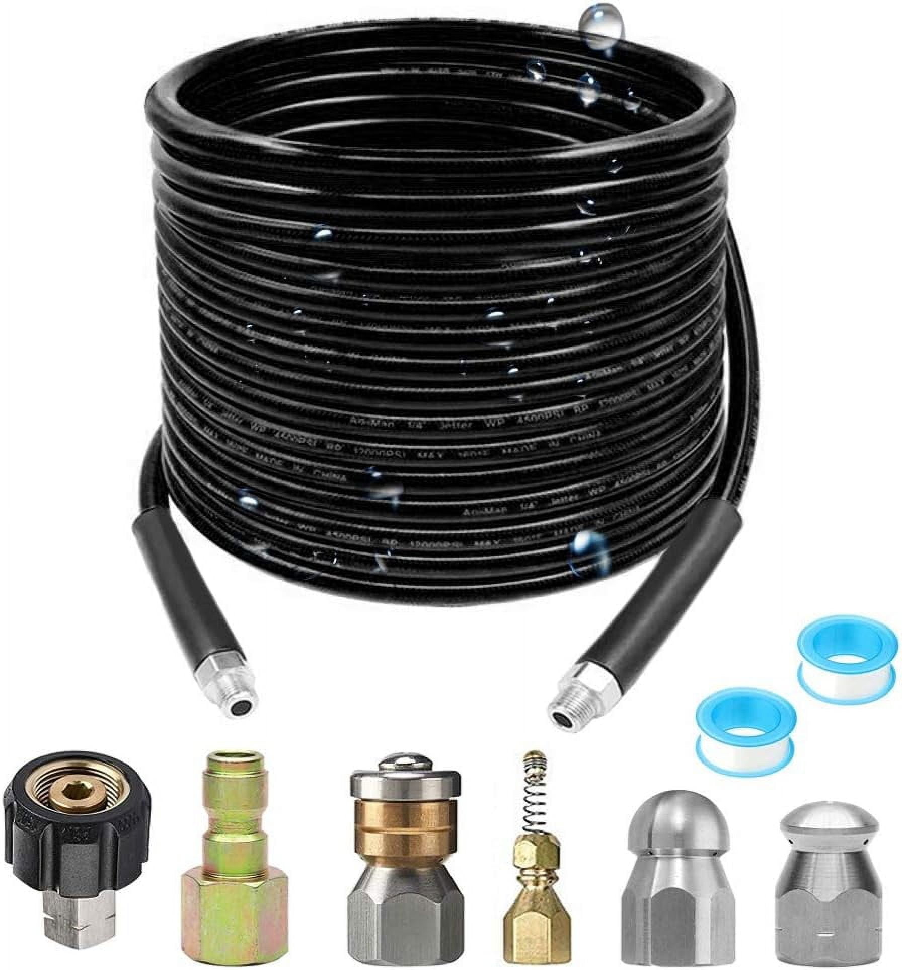 Washer Sewer Jetter Kit - 100Ft X1/4" Hydro Drain Jetter Cleaner Hose ...