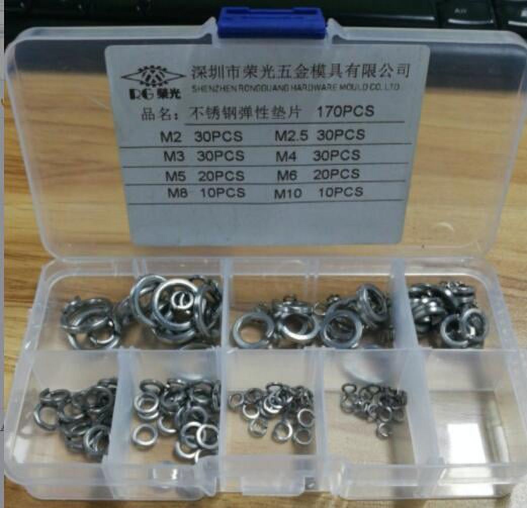 Washer Spring Washer,180pcs M2-M10 Stainless Steel SS304 Spring Washer ...