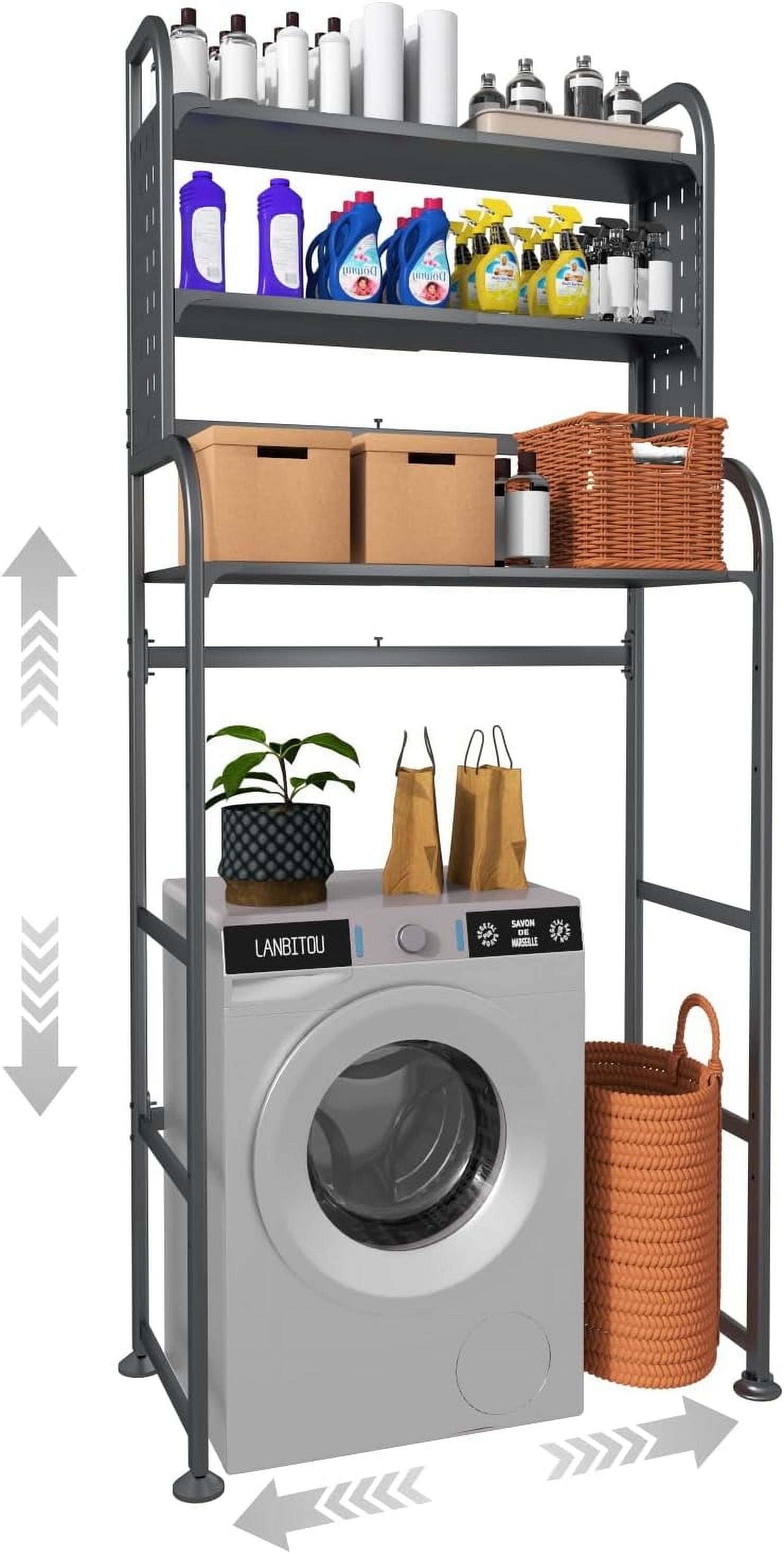 Over Washer Storage, 3 Tier Expandable Washer and Dryer rack, Laundry ...