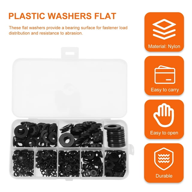 500pcs Flat Nylon Washers Assortment Kit for Engine Stroke Accessories ...