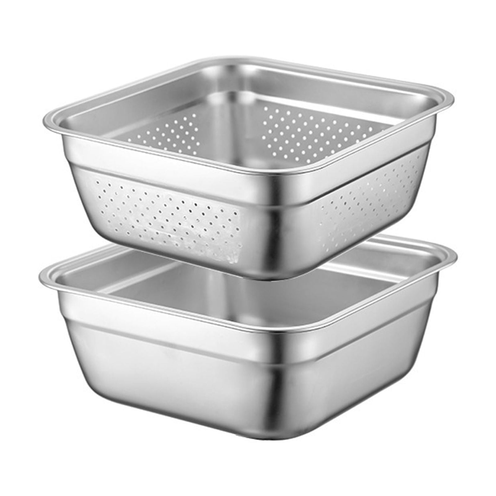 Washing Up Bowl Set, 2-in-1 Washing Up Bowl & Strainer Bowl, Stainless ...