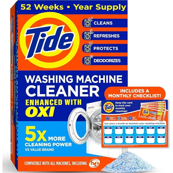 Washing Machine Cleaner 52 Week Supply with Oxi for Front and Top Loader Washer Machines, Deep ...