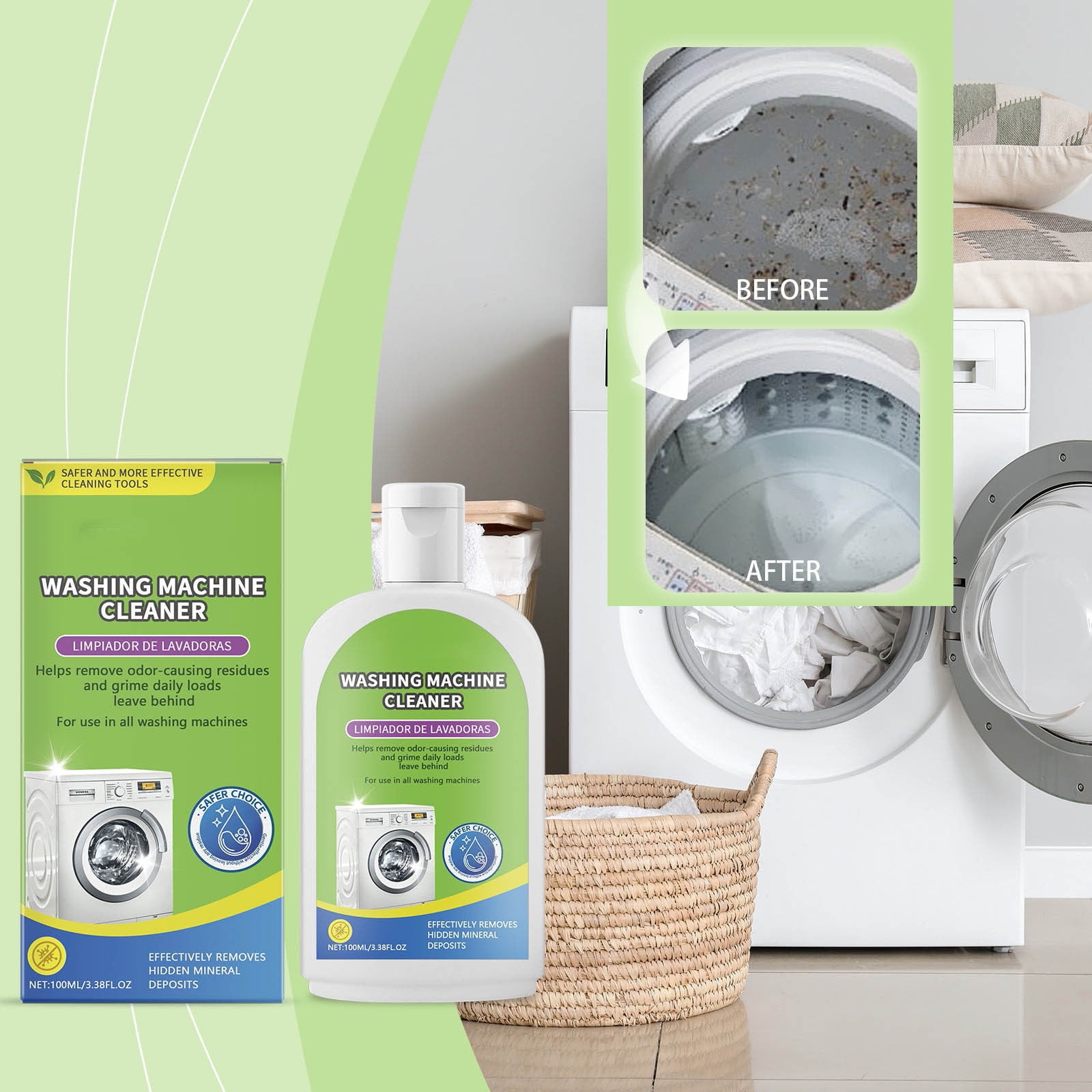 Washing Machine Cleaner & Deodorizer Cleans and Eliminates Mold and ...
