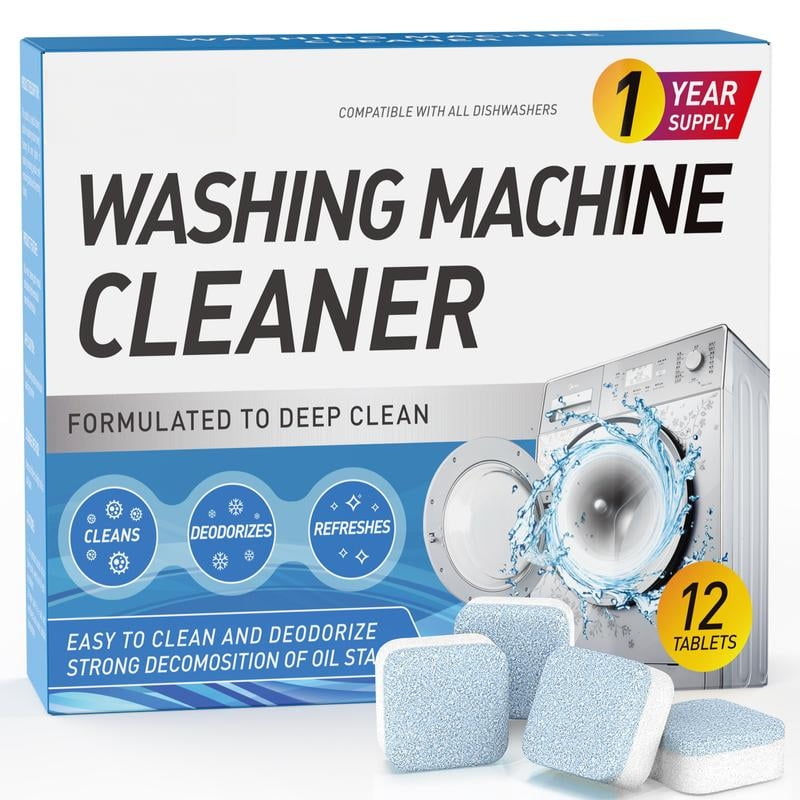 Washing Machine Cleaner Descaler 12 Pack - Deep Cleaning Tablets For HE ...