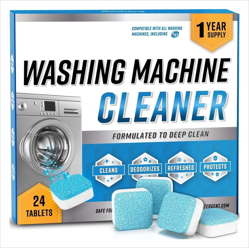 Washing Machine Cleaner Descaler 24 Pack - Deep Cleaning Tablets For HE ...