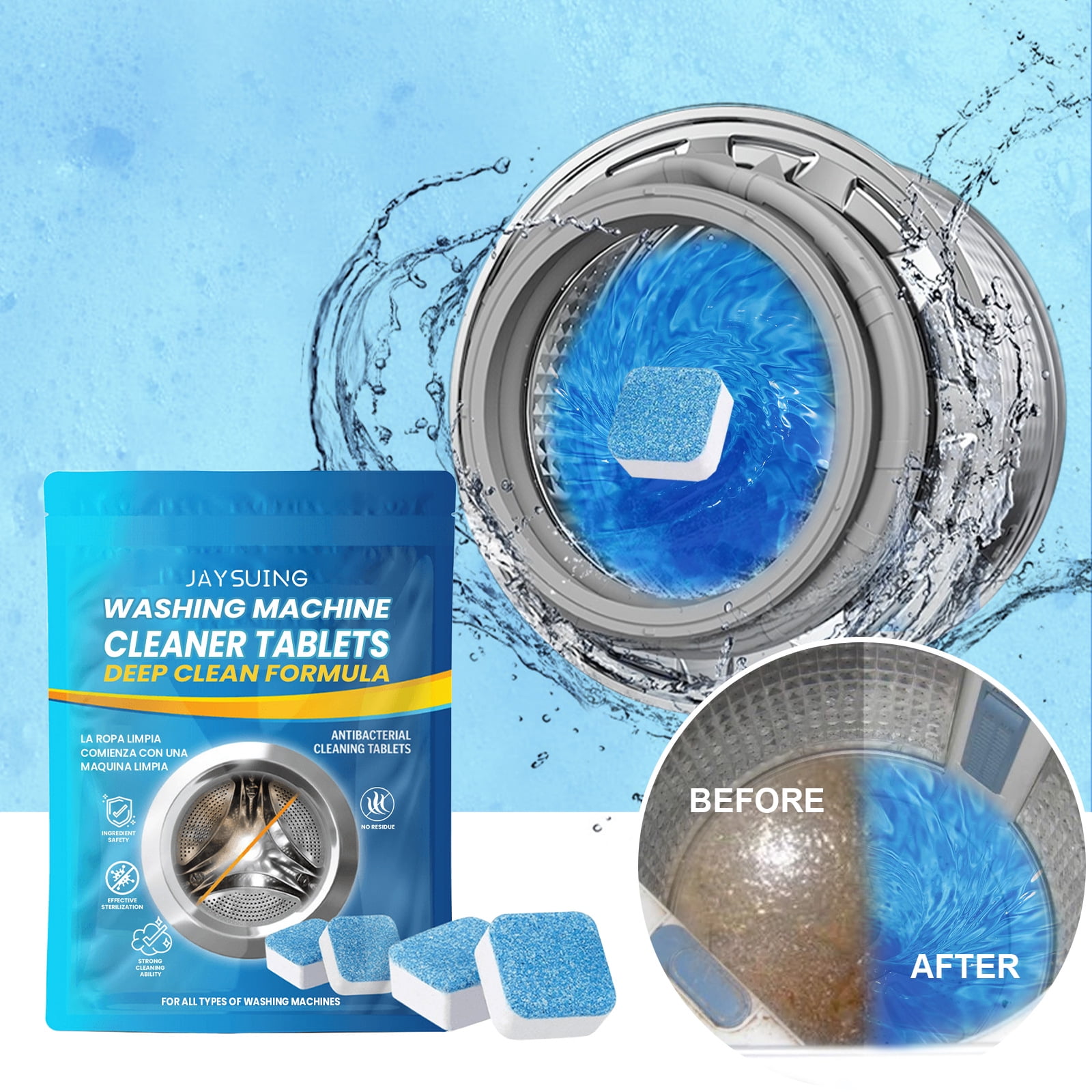 Washing Machine Cleaner Descaler,Deep Cleaning Tablets For HE Front ...