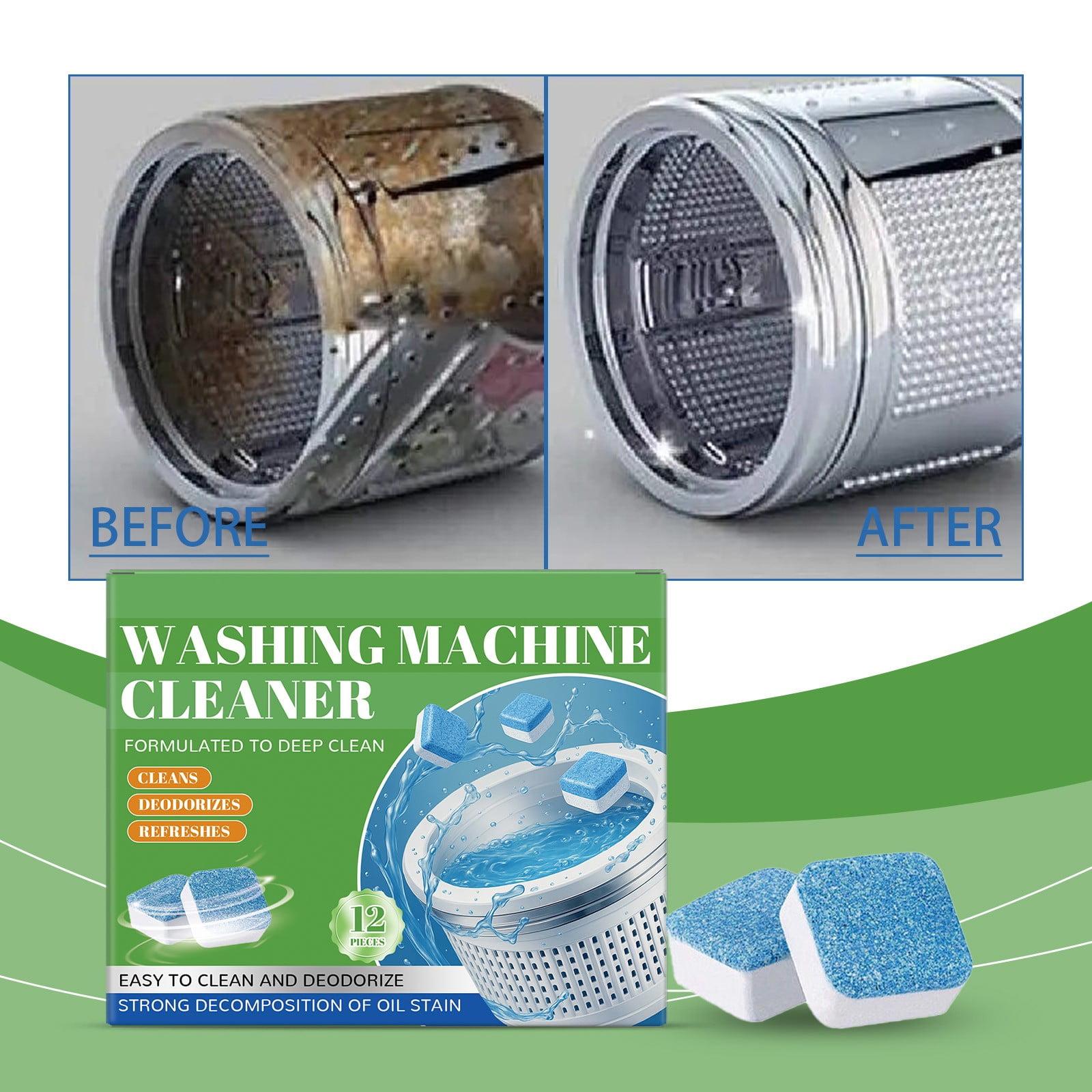 Washing Machine Cleaner Descaler - Deep Cleaning Tablets For HE Front ...