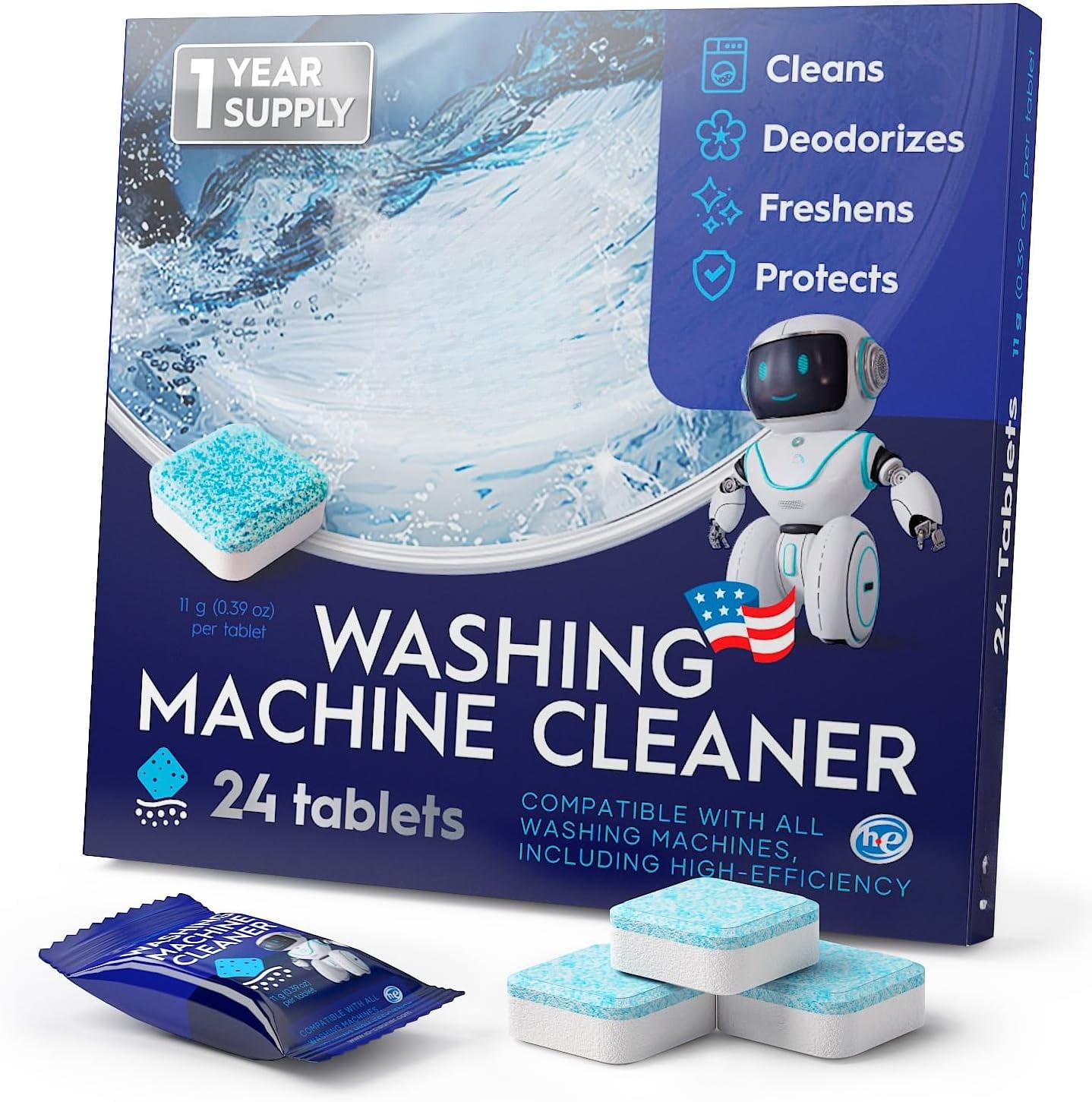 Washing Machine Cleaner and Descaler Tablets 24 Pcs - Deep Clean and ...
