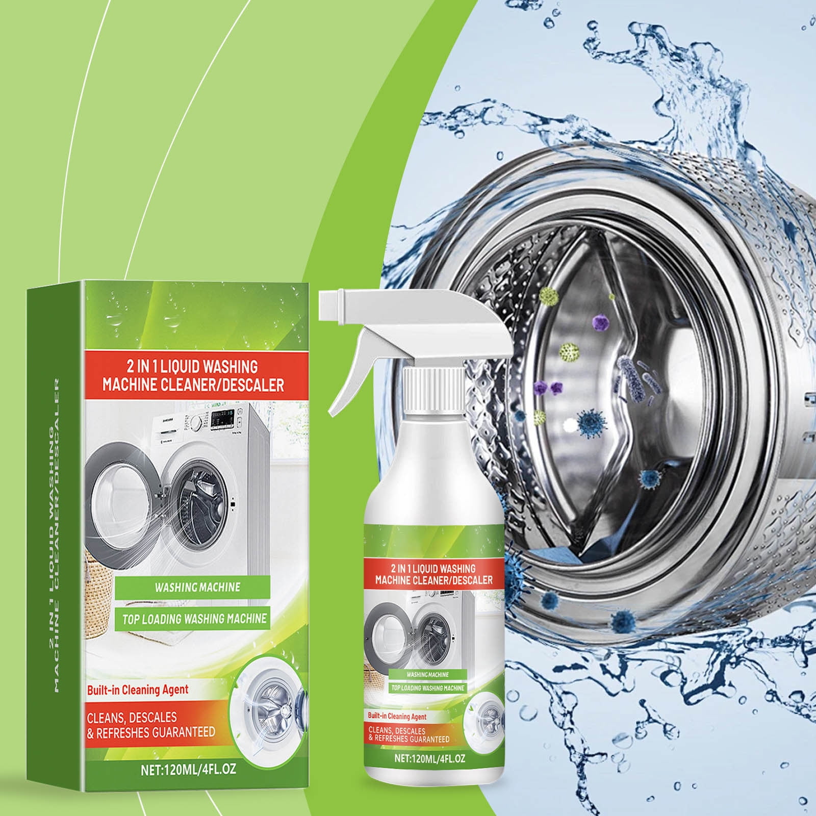 Washing Machine Cleaner, Inner Barrel Stain/Odor Removal 3-In-1 Formula ...