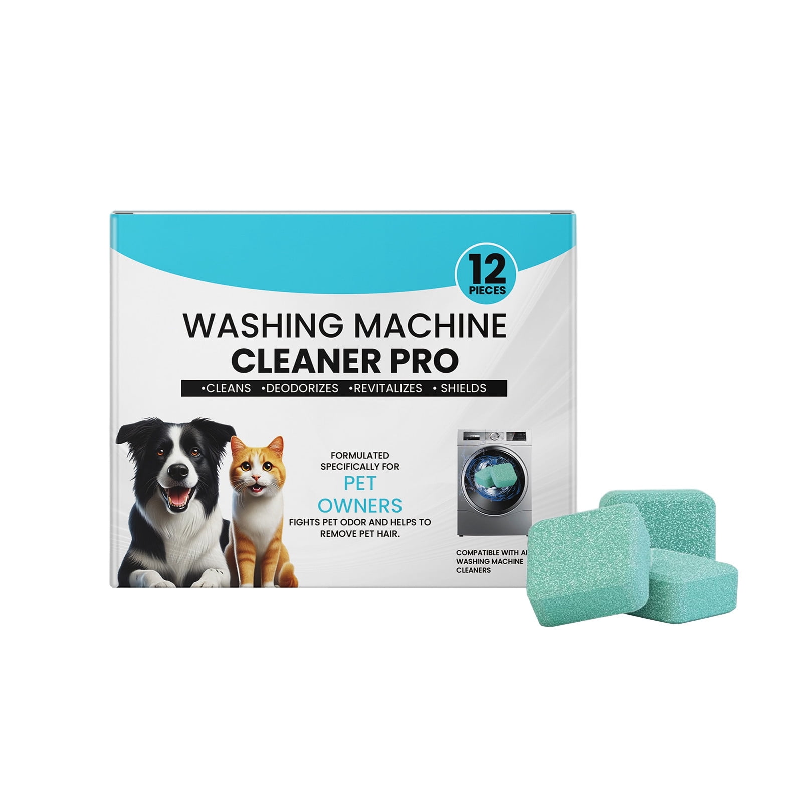 Washing Machine Cleaner Tablets, 12 Pack, Deodorizes, Cleans, Shields ...