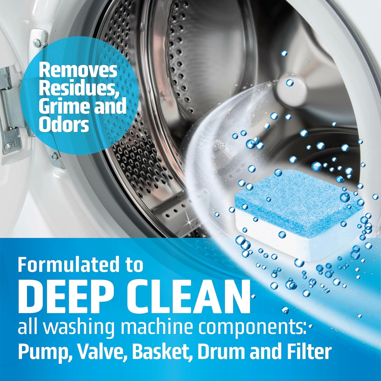 Washing Machine Cleaner Tablets,12 PCs Deep Cleaning For Front Loader ...