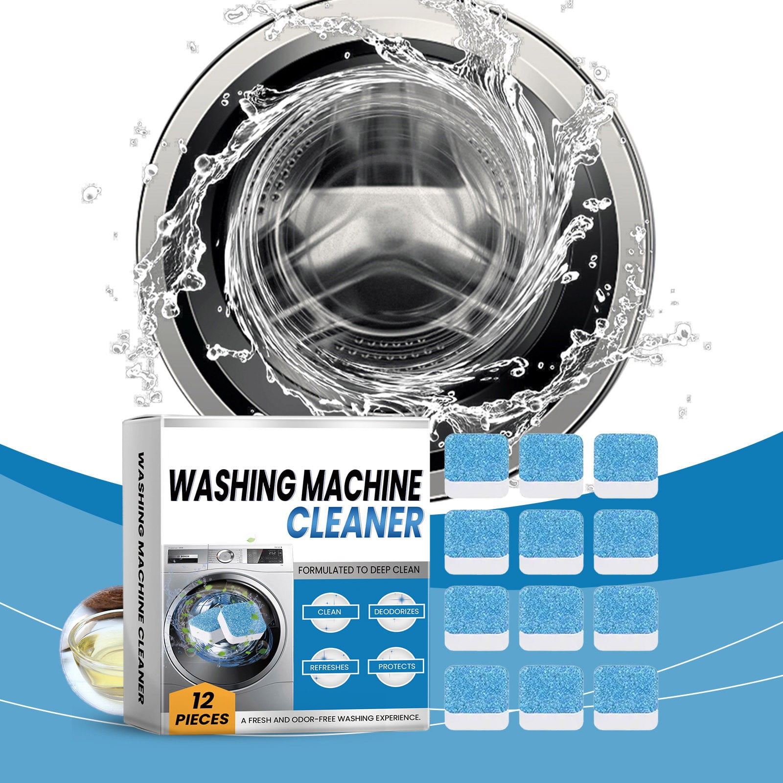 Washing Machine Cleaner Tablets 12 Pack–Deep Cleaning Tablets For Top ...