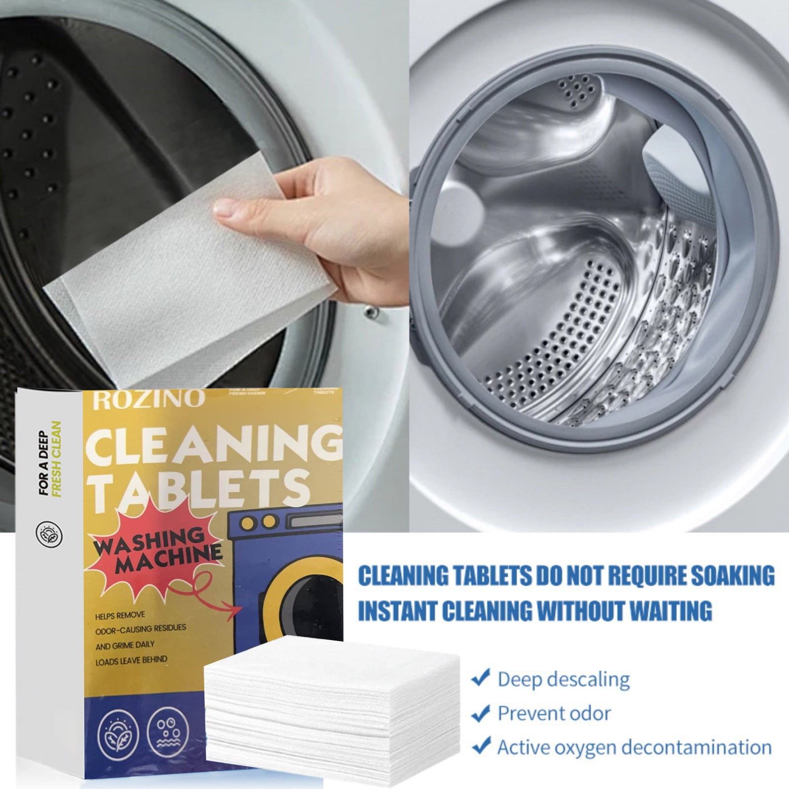 Washing Machine Cleaner Tablets (1Pack) – Deep Cleaning & Stain Removal ...