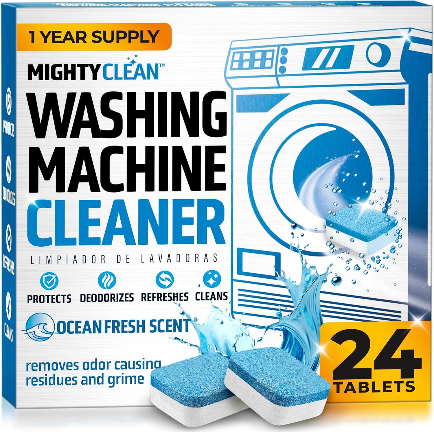 Washing Machine Cleaner Tablets 24 Pack - 1 Year Supply, Septic Safe ...