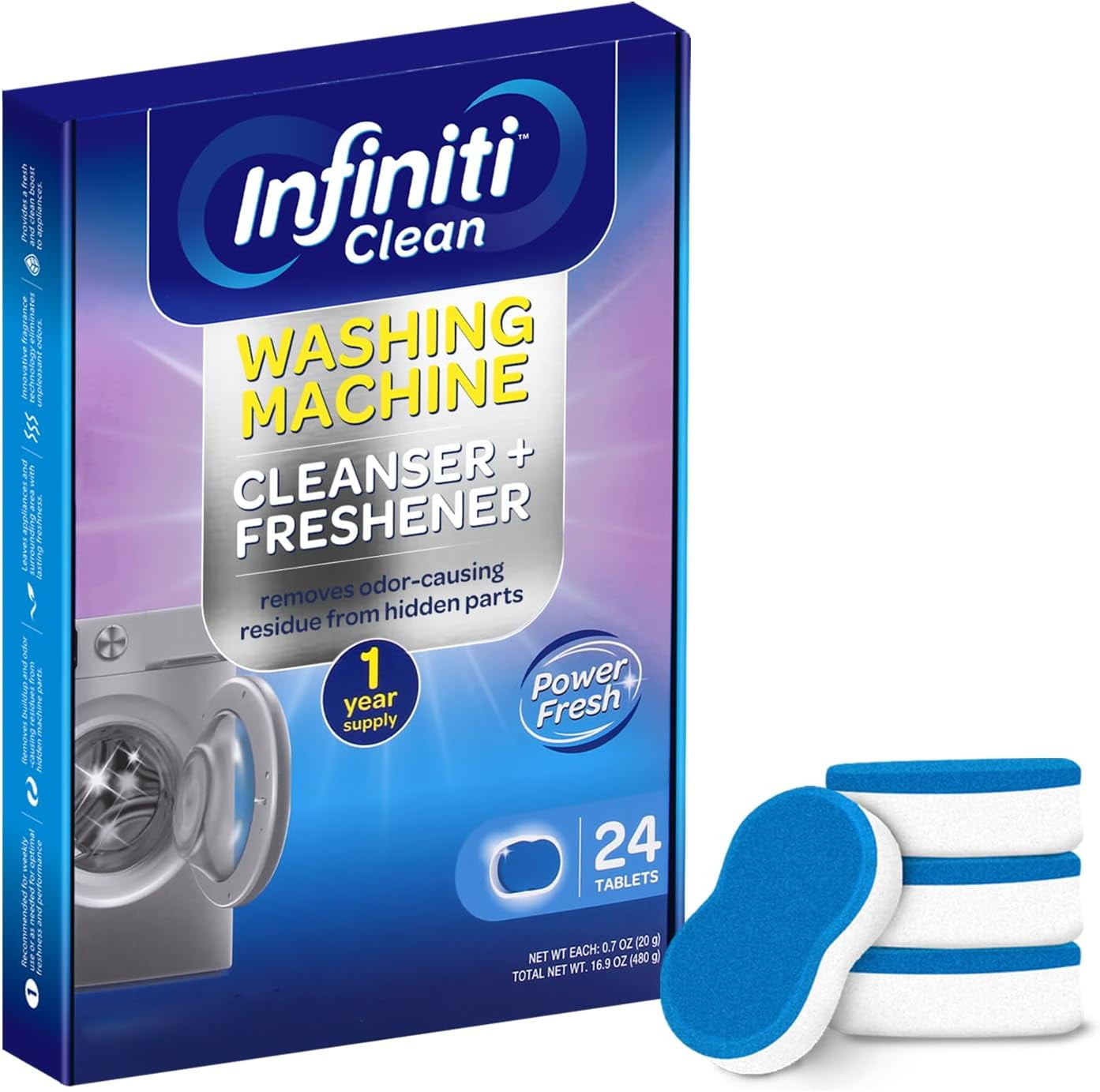 Washing Machine Cleaner Tablets 24 Pack - 16.9oz Washing Machine ...