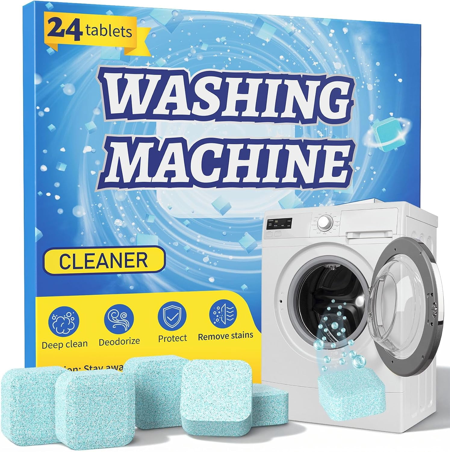 Washing Machine Cleaner Tablets, 24 Pack, Deep Cleaning Descaler And ...