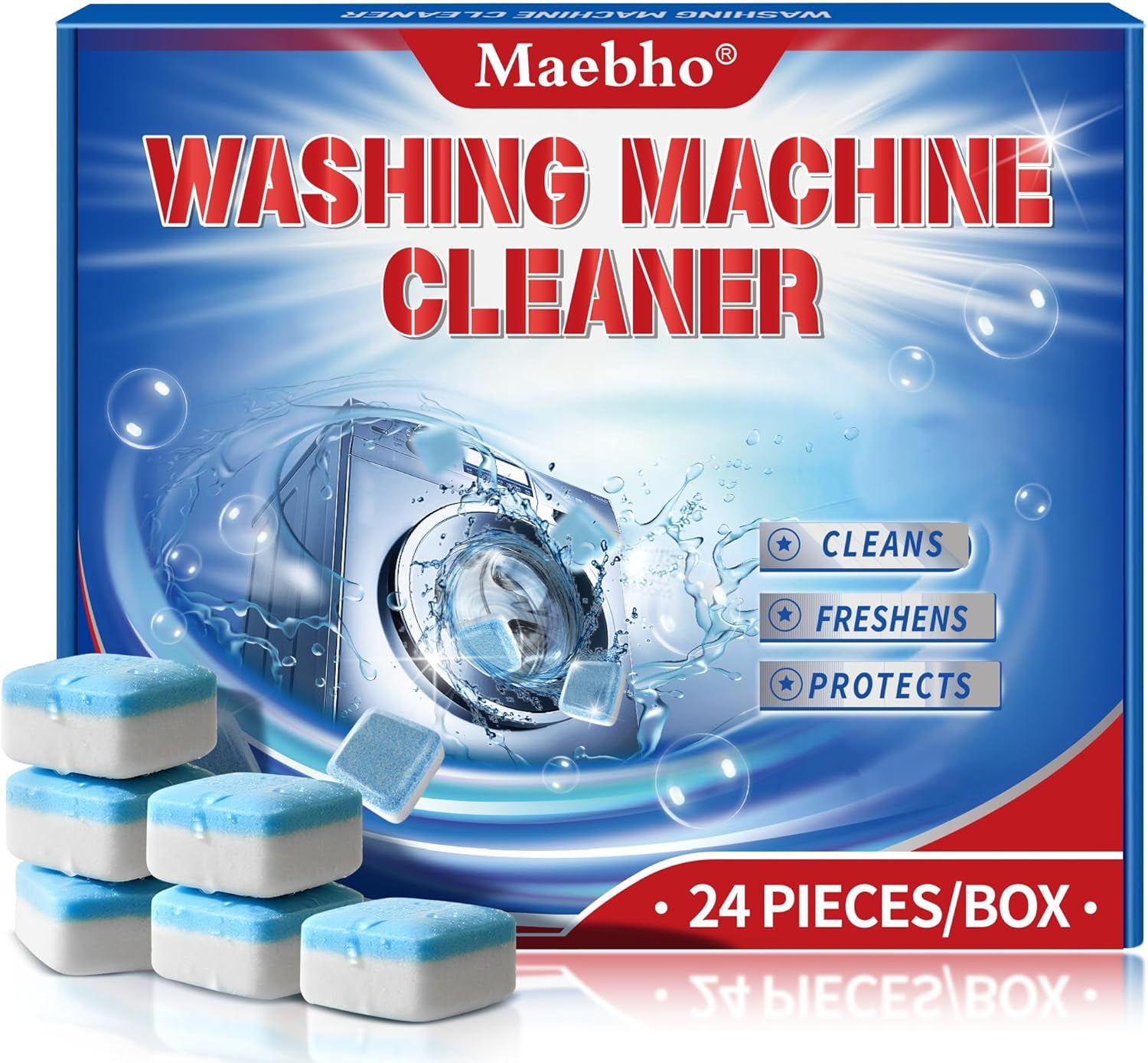 Washing Machine Cleaner Tablets 24 Pack - Deep Cleaning & Descaler for ...