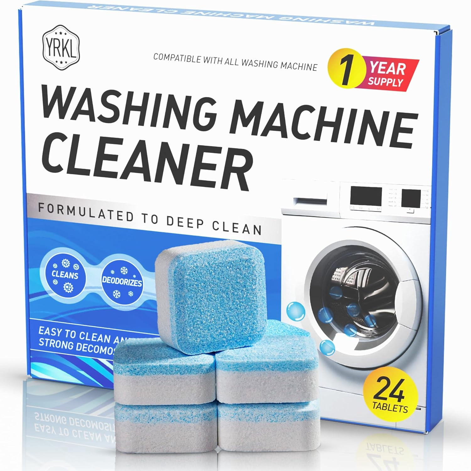 Washing Machine Cleaner Tablets – 24-Pack Deep Cleaning & Descaler for ...