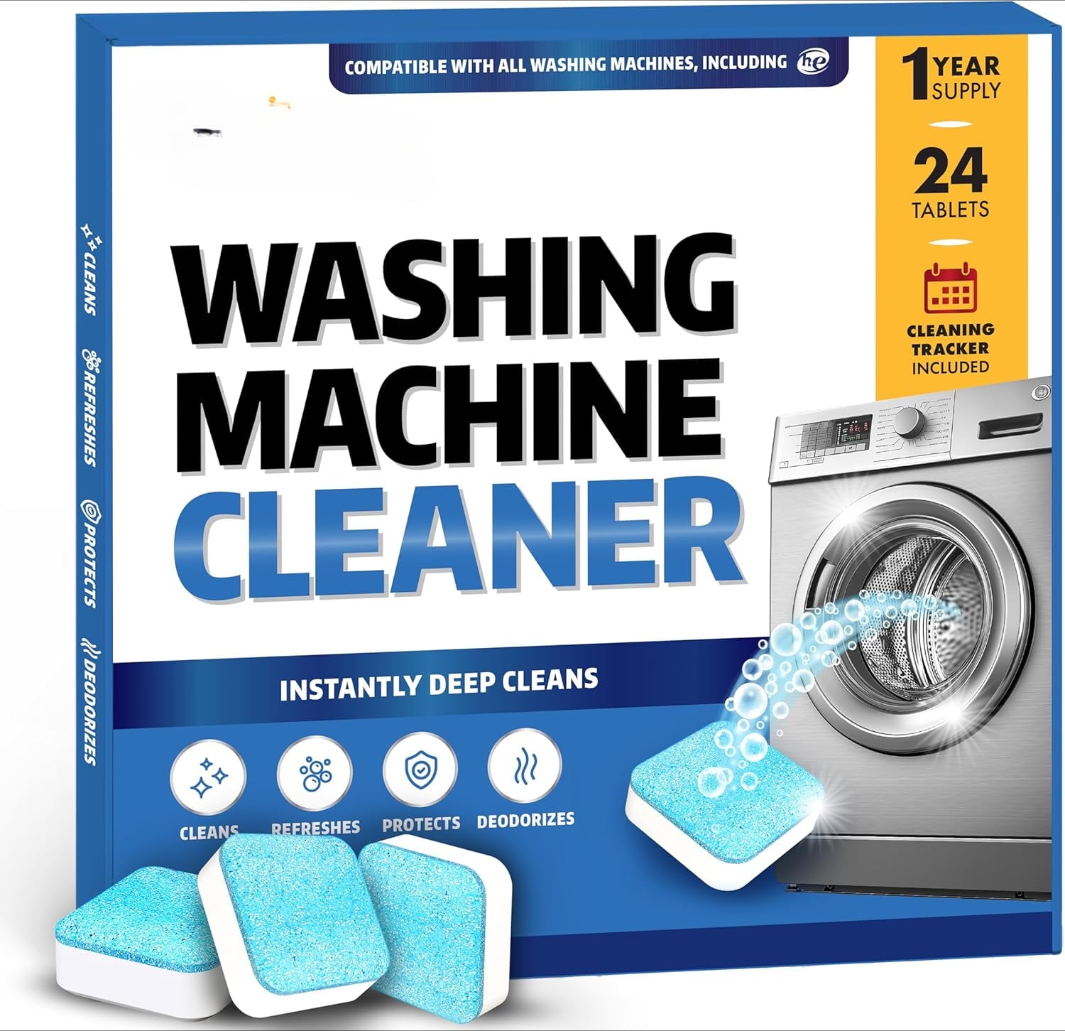 Washing Machine Cleaner Tablets - 24 Pack Deep Cleaning Tablets For ...