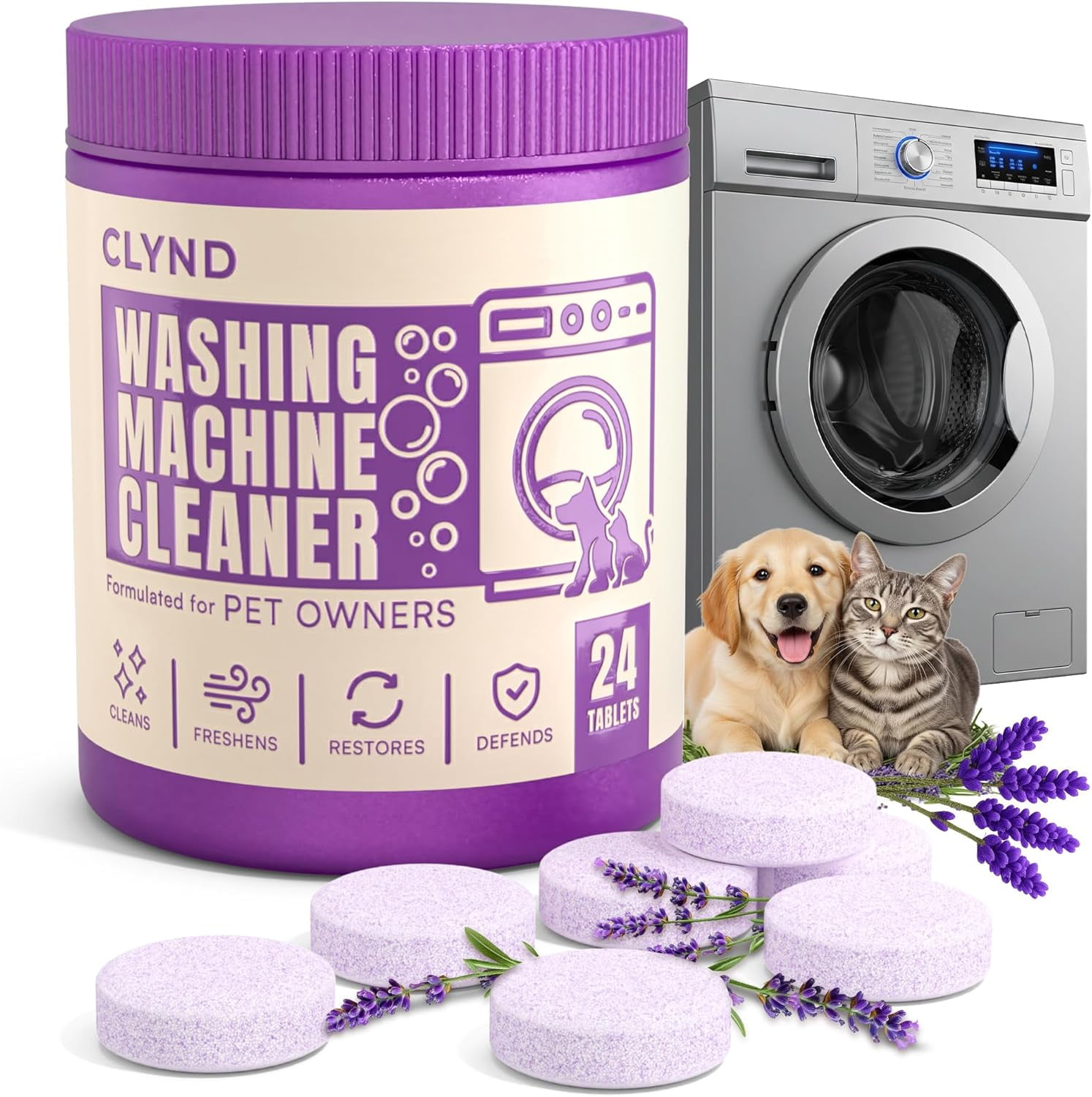 Washing Machine Cleaner Tablets 24 Pack for HE Front Load, Top Load ...