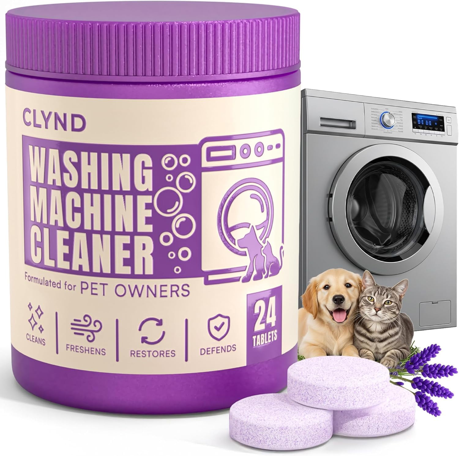 Washing Machine Cleaner Tablets 24 Pack for HE Front Load, Top Load ...