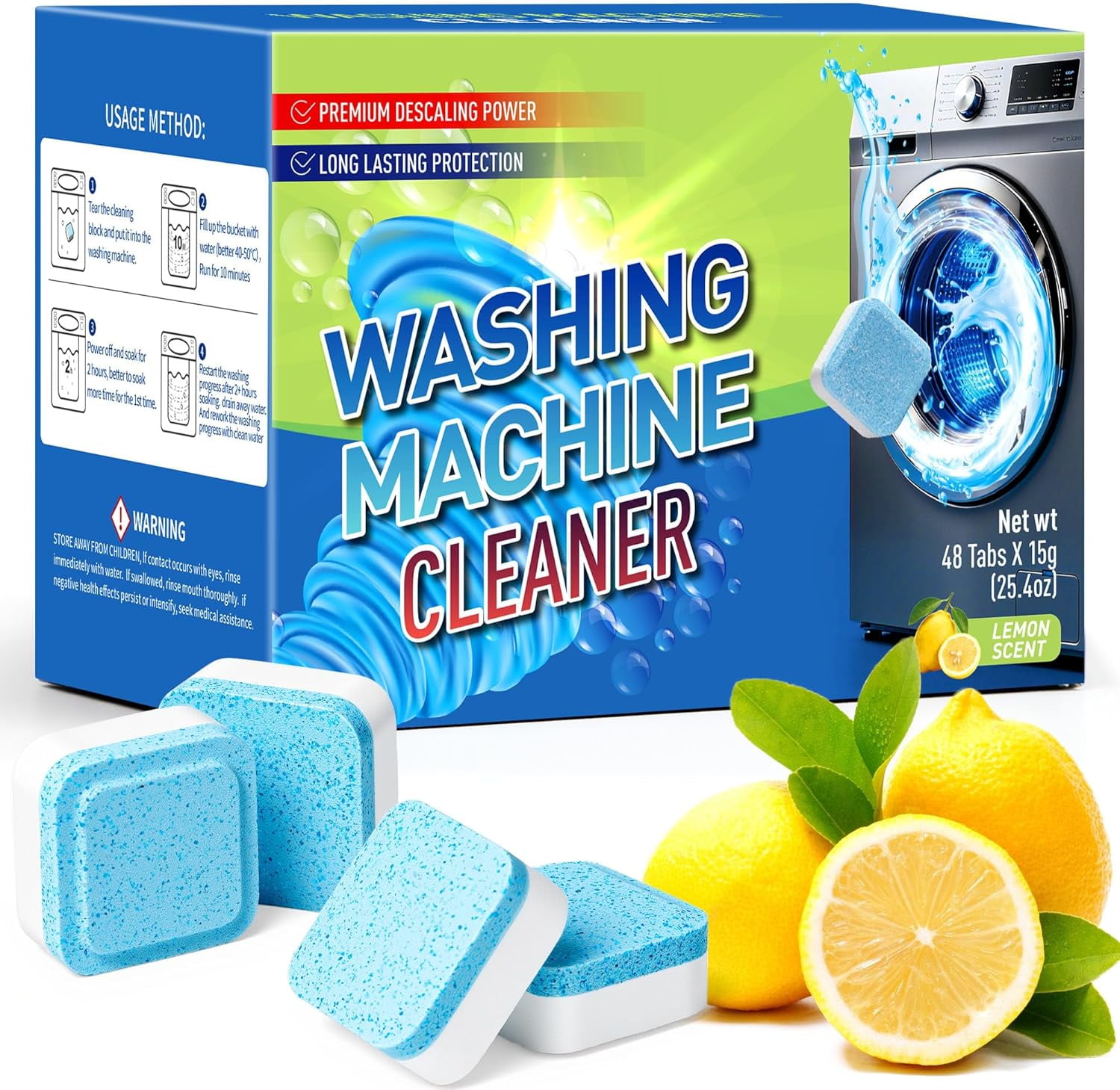 Washing Machine Cleaner Tablets (48 Count) - Deep Descaling Formula for ...