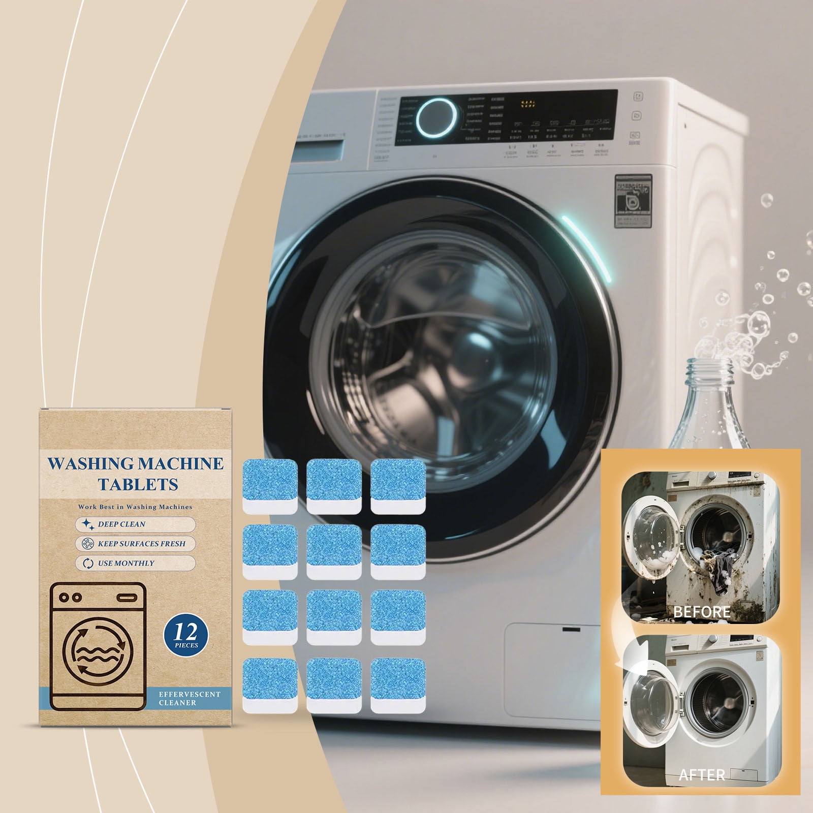 Washing Machine Cleaner Tablets | Effervescent Deep Cleaning ...