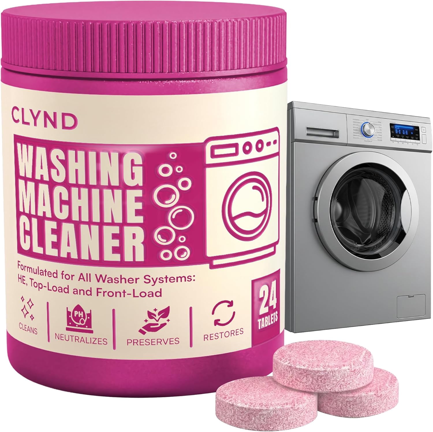 Washing Machine Cleaner Tablets Unscented 24 Pack Residue-free Laundry ...