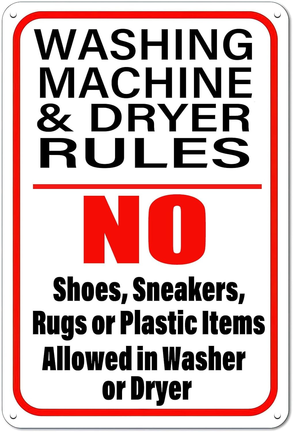 Washing Machine & Dryer Rules Funny Metal Tin Sign,Dryer Rules ...