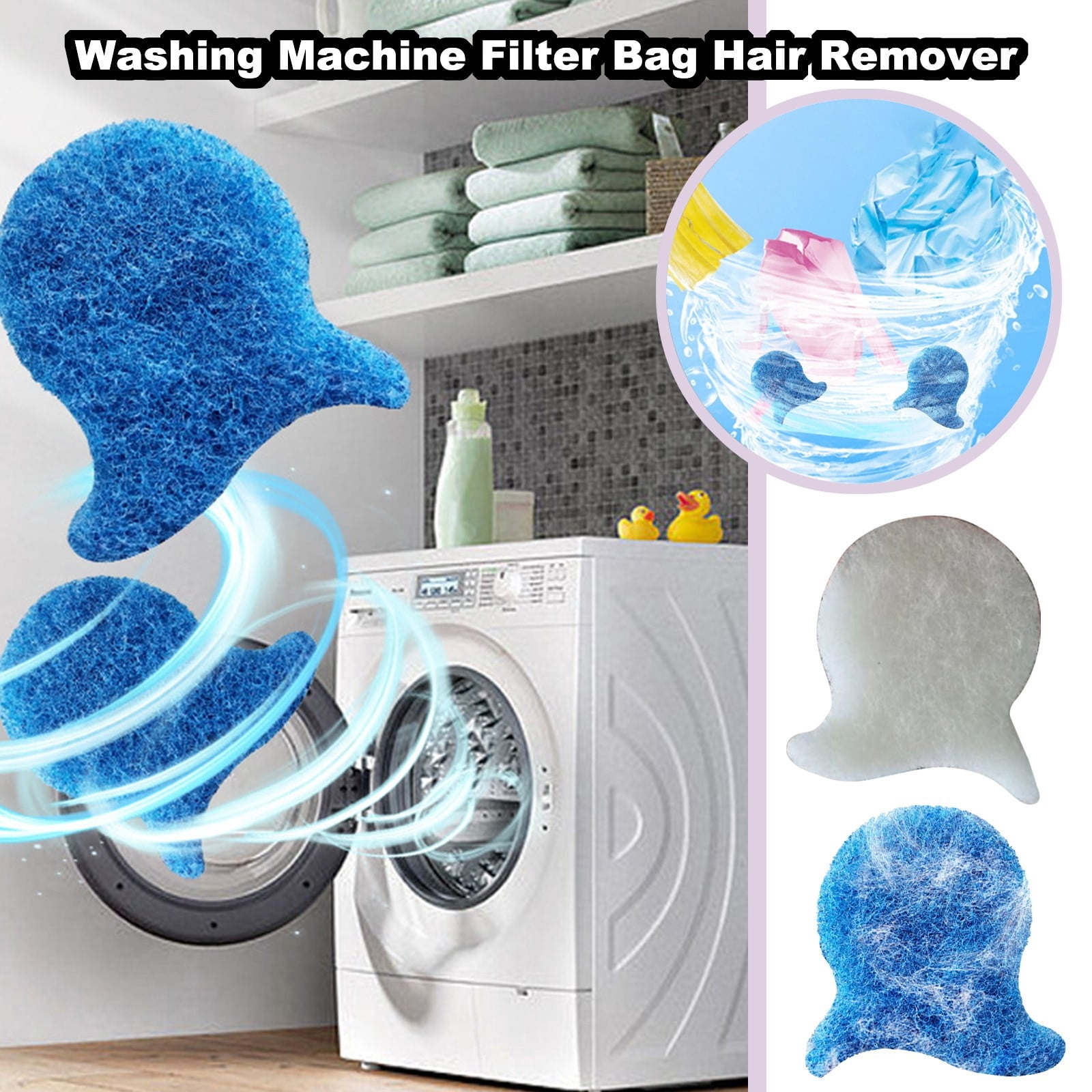 Washing Machine Filter Bag Hair Remover, Reusable Lint Catcher for ...