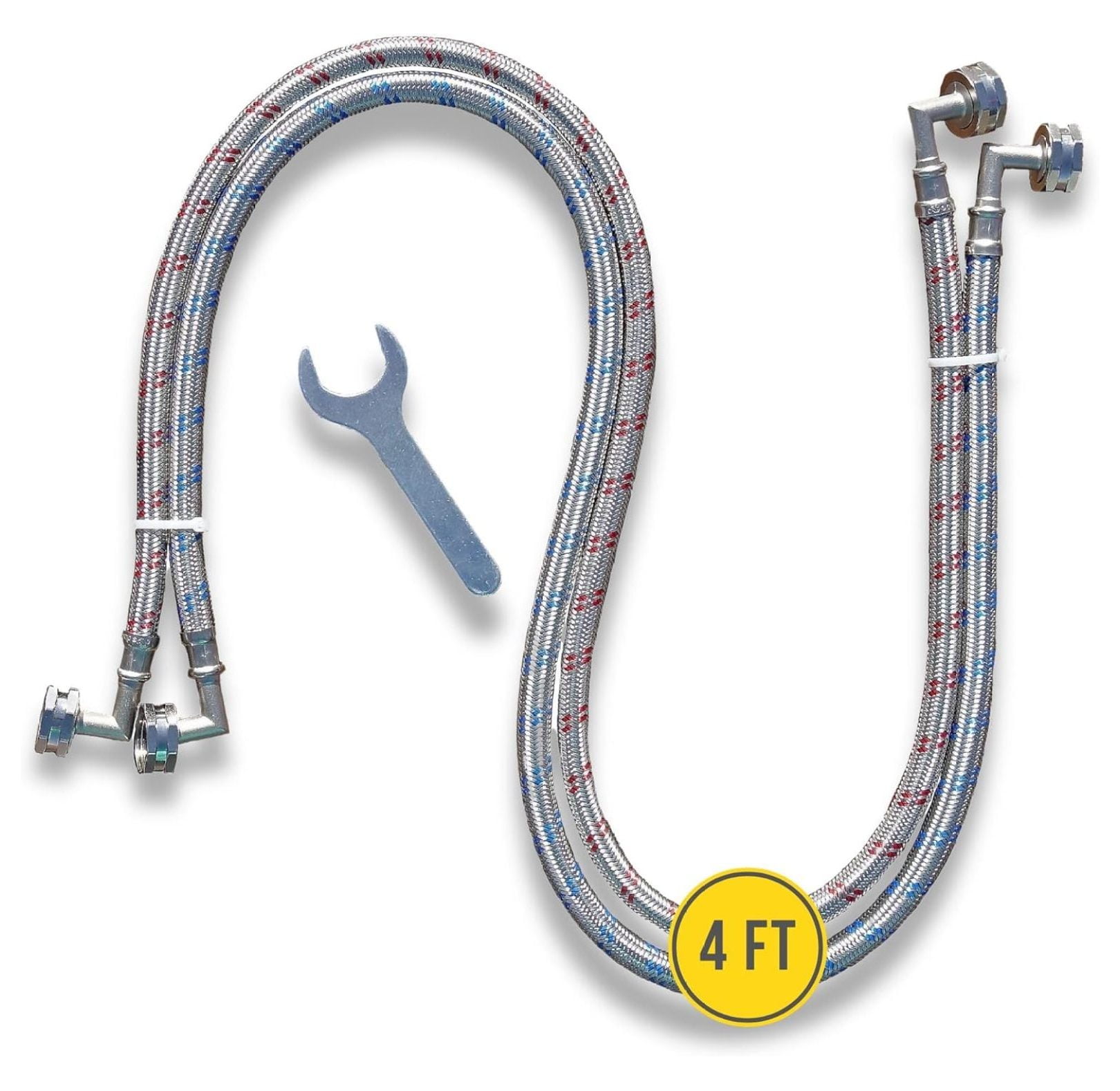 Washing Machine Hoses (4 FT) - Double 90° Elbow to Fit Tight Spaces ...