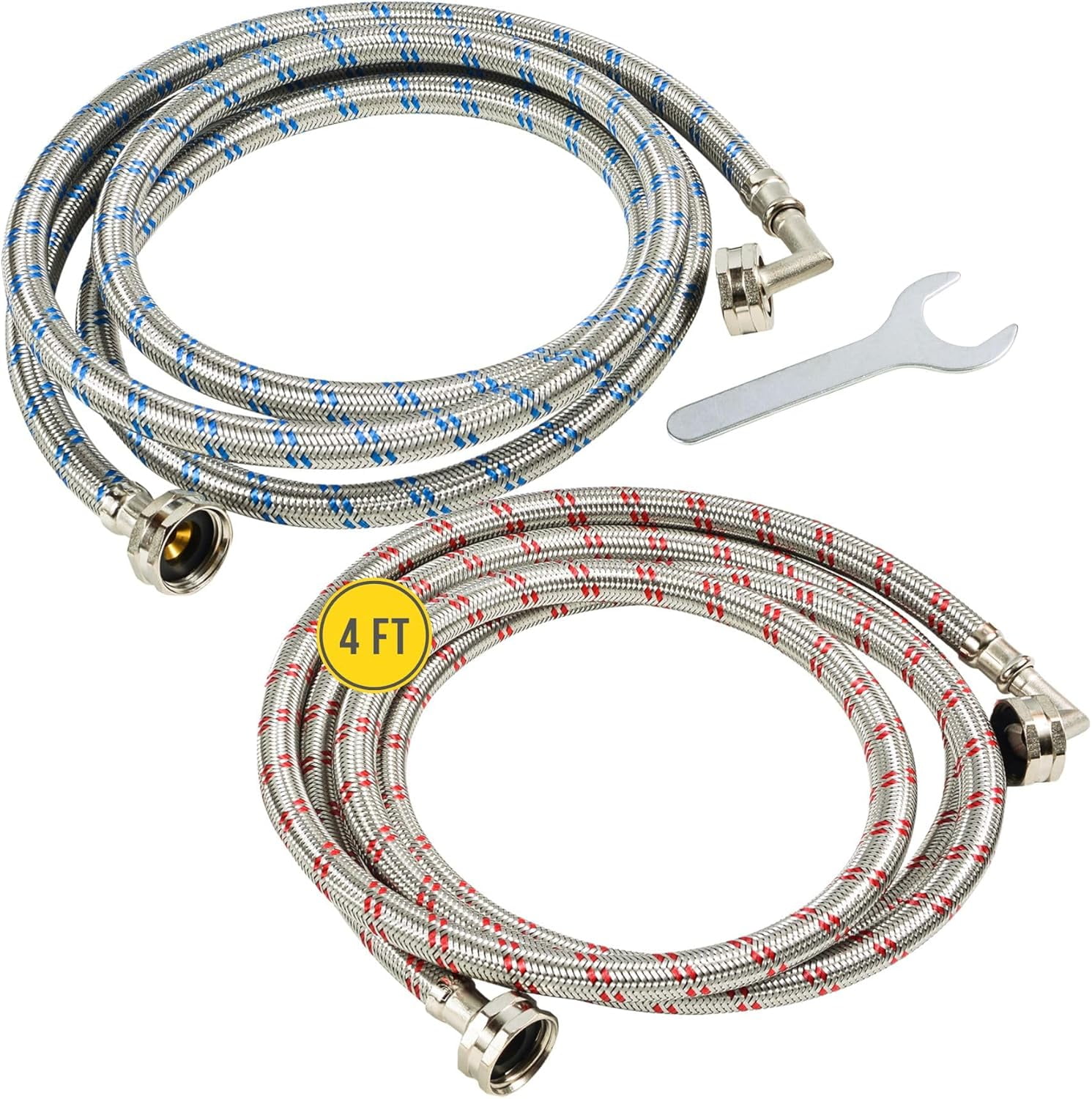 Washing Machine Hoses (4FT) - 90° Elbow - OCTAGON Connections for ...