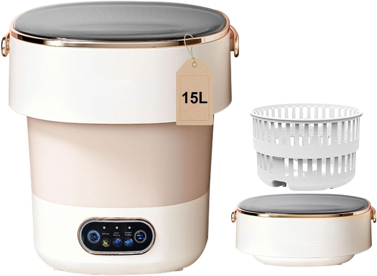 Washing Machine,Mini Washer 15L Upgraded With Spin Basket,Small Clothes ...