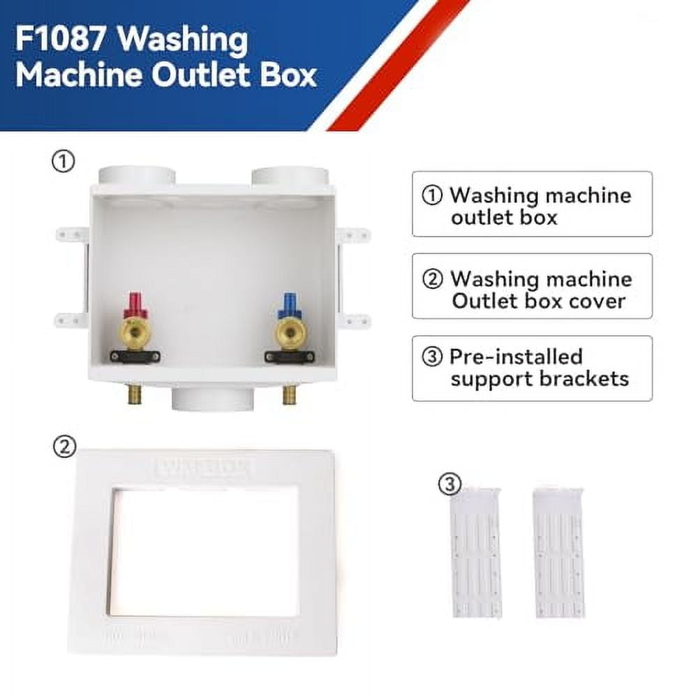 Washing Machine Outlet Box,1/2 Inch PEX F1807 Inlet Connection,3/4 Inch ...