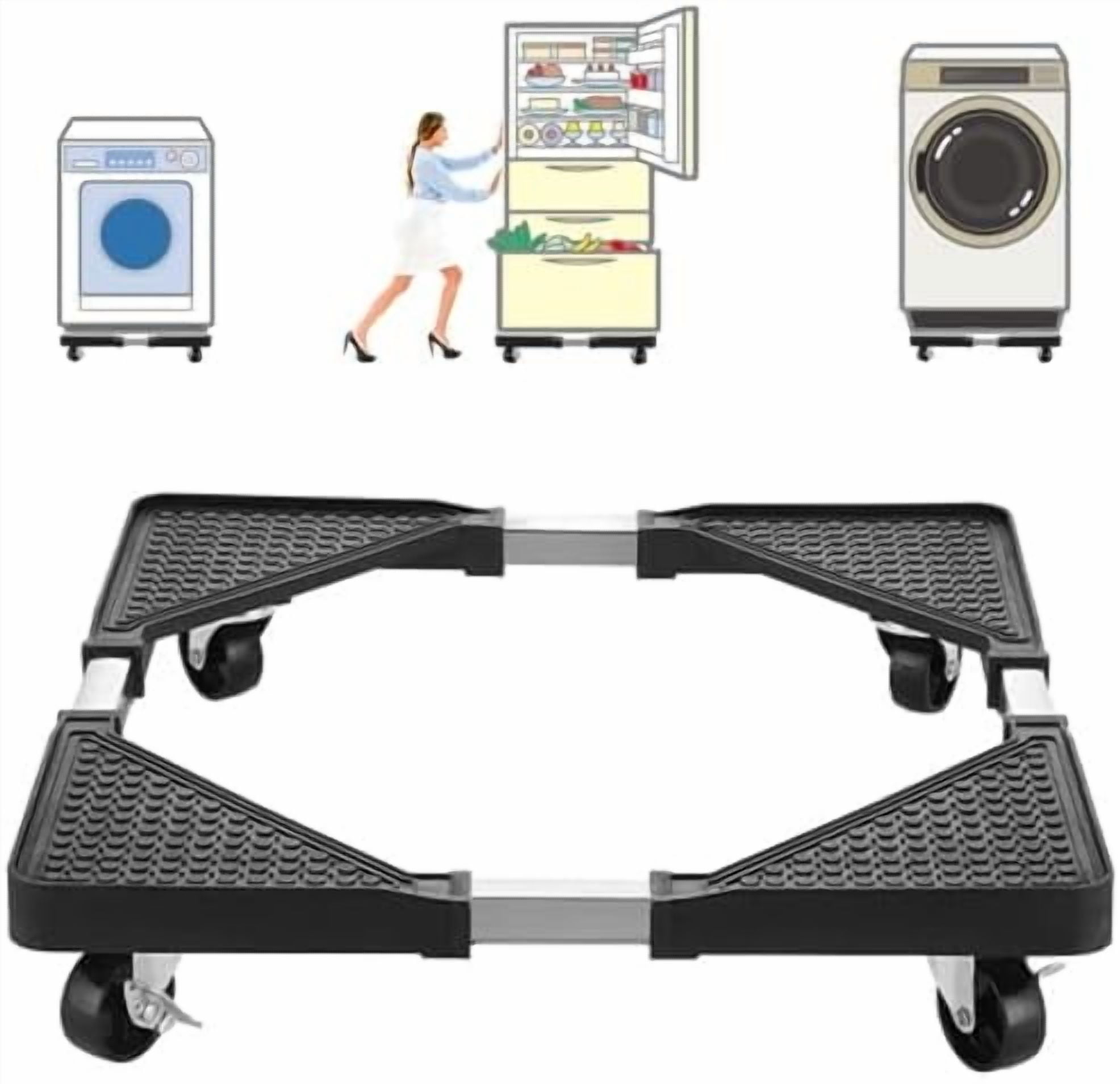 Washing Machine Stand with Wheels, Movable Fridge Stand Adjustable ...