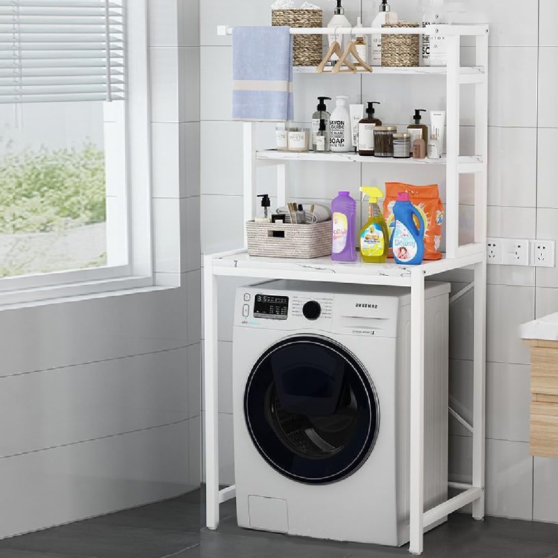 Over Washing Machine Storage Rack, 3 Tiers Over Dryer Storage Shelf ...