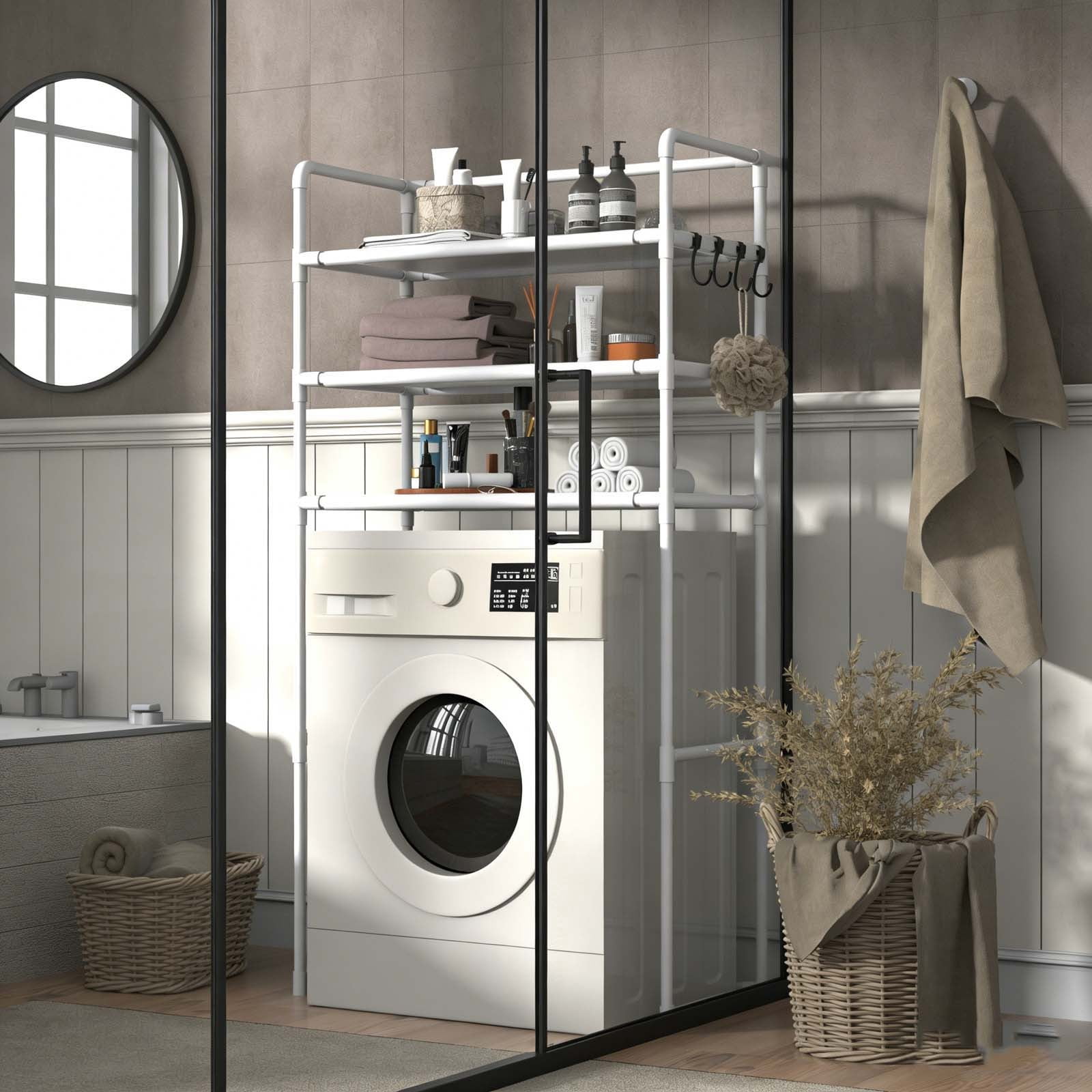 Washing Machine Storage Unit & Expandable Over Toilet Storage Unit ...
