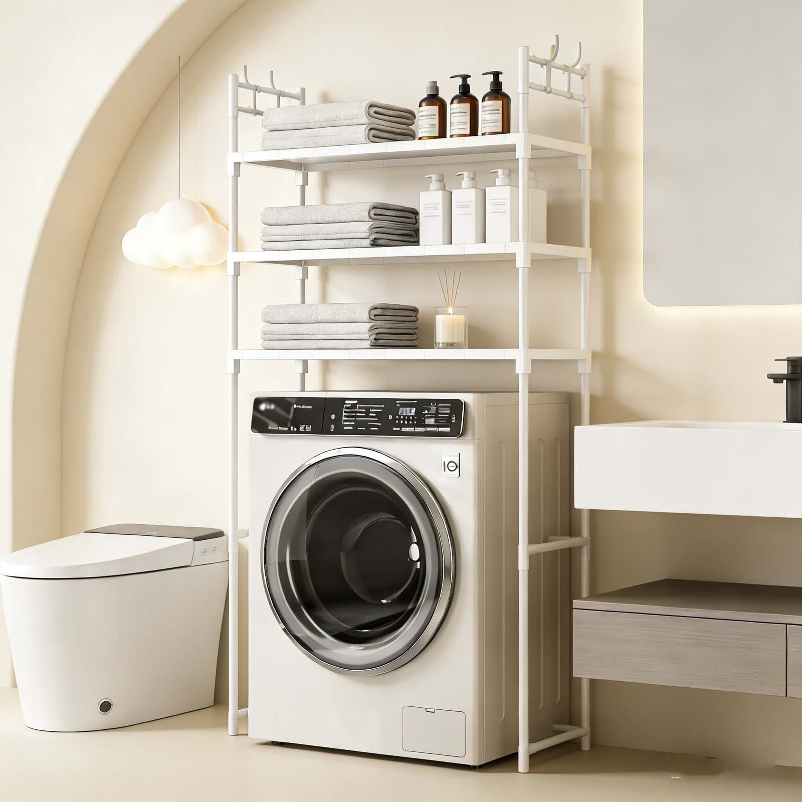 Washing Machine Storage Unit & Over Toilet Storage Unit, Adjustable ...