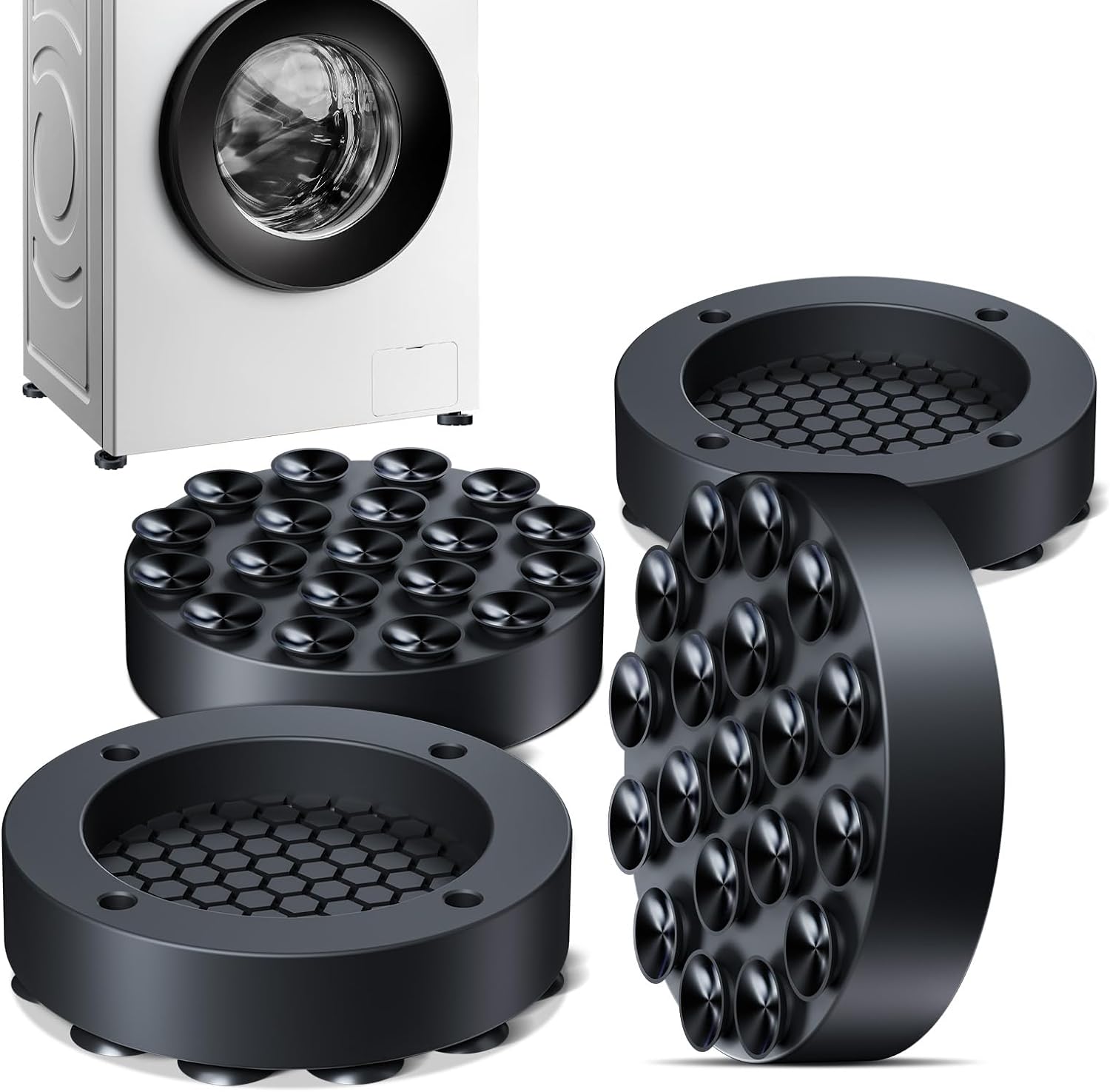 4 PCS Washing Machine Foot Pads Anti Vibration Non-slip Rubber Washer ...