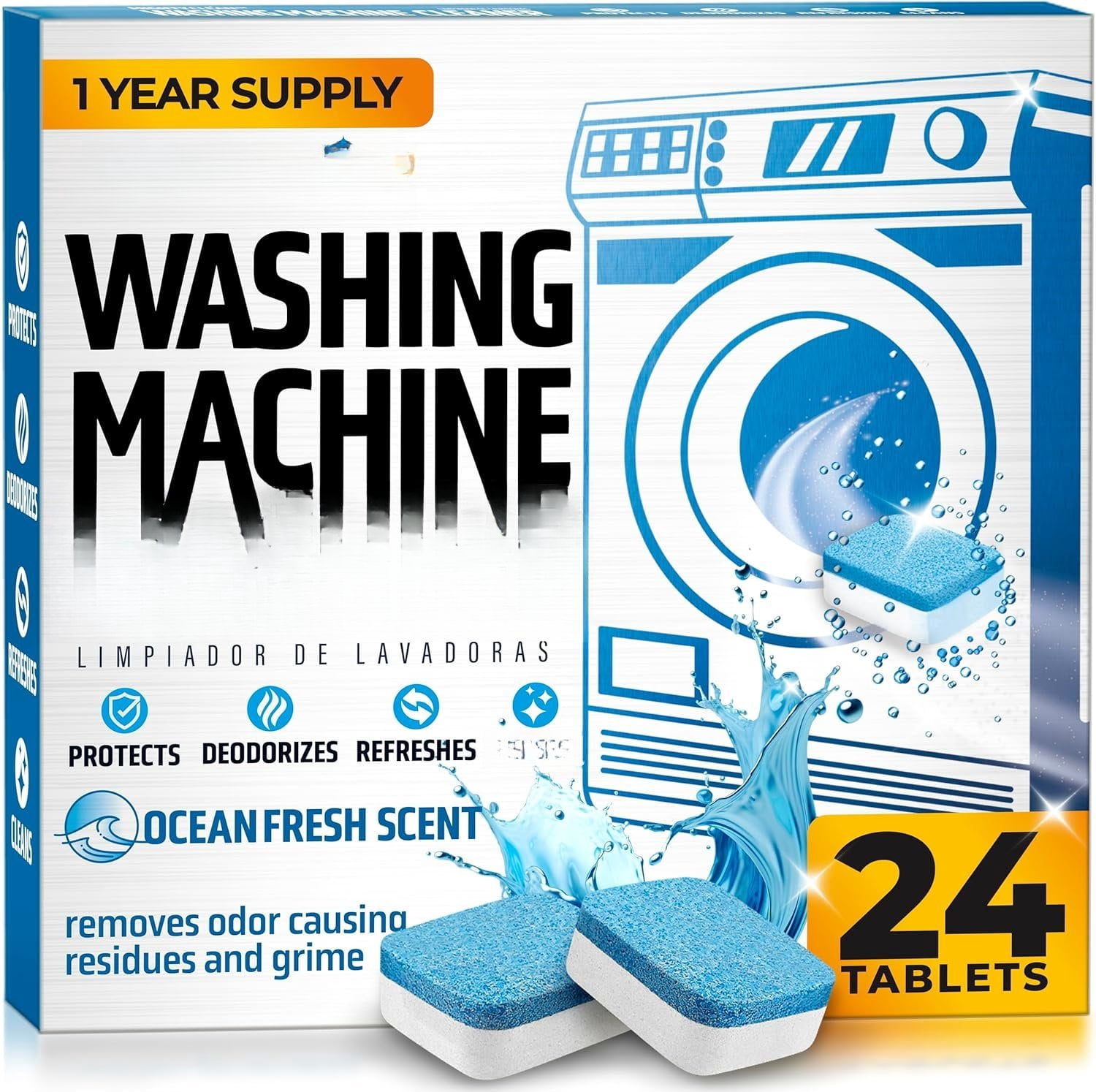 Washing Machine er Tablets 24 Pack - 1 Year , Septic Safe Washing ...