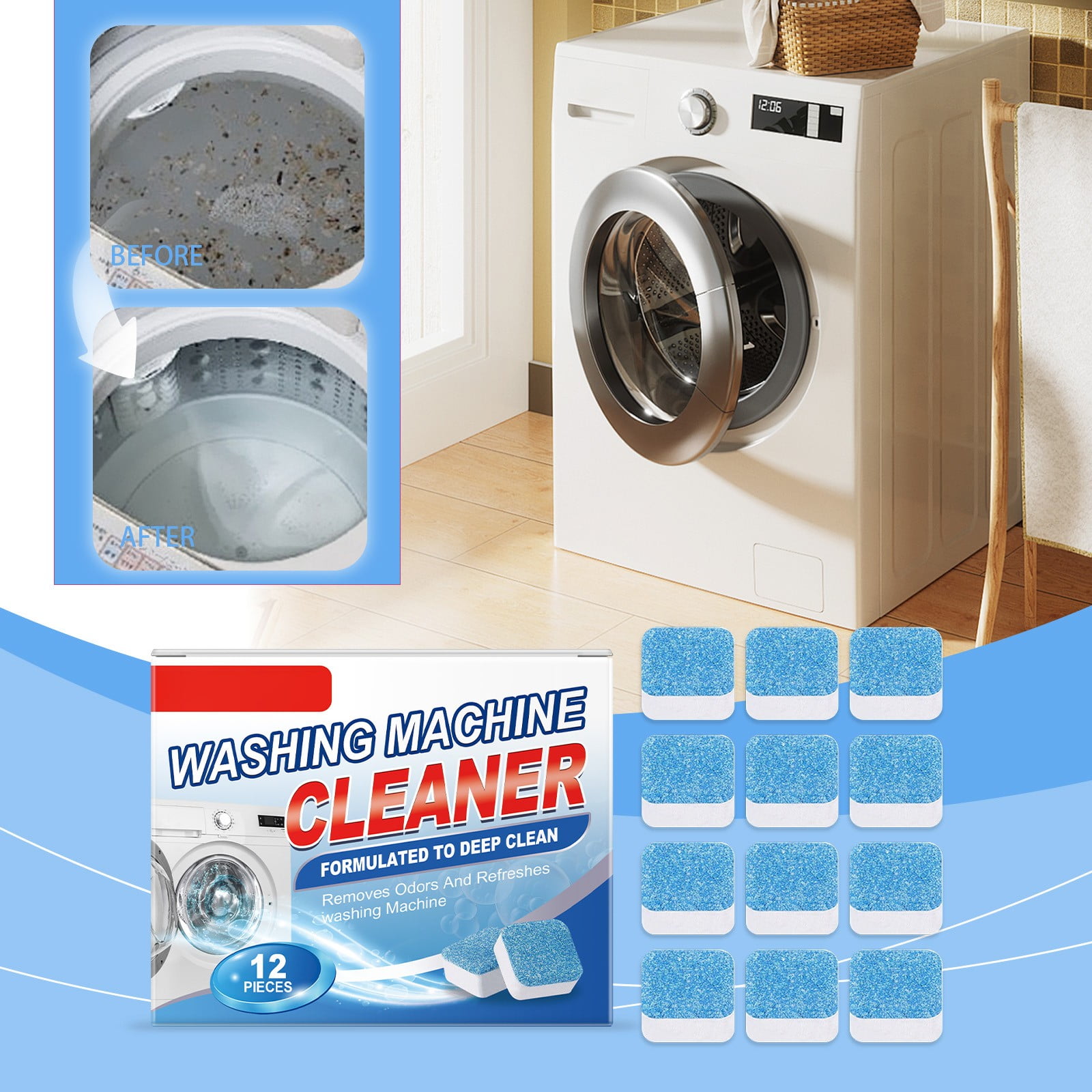 Washing machine cleaning Sheet 12-pack - 1 year supply washing machine ...
