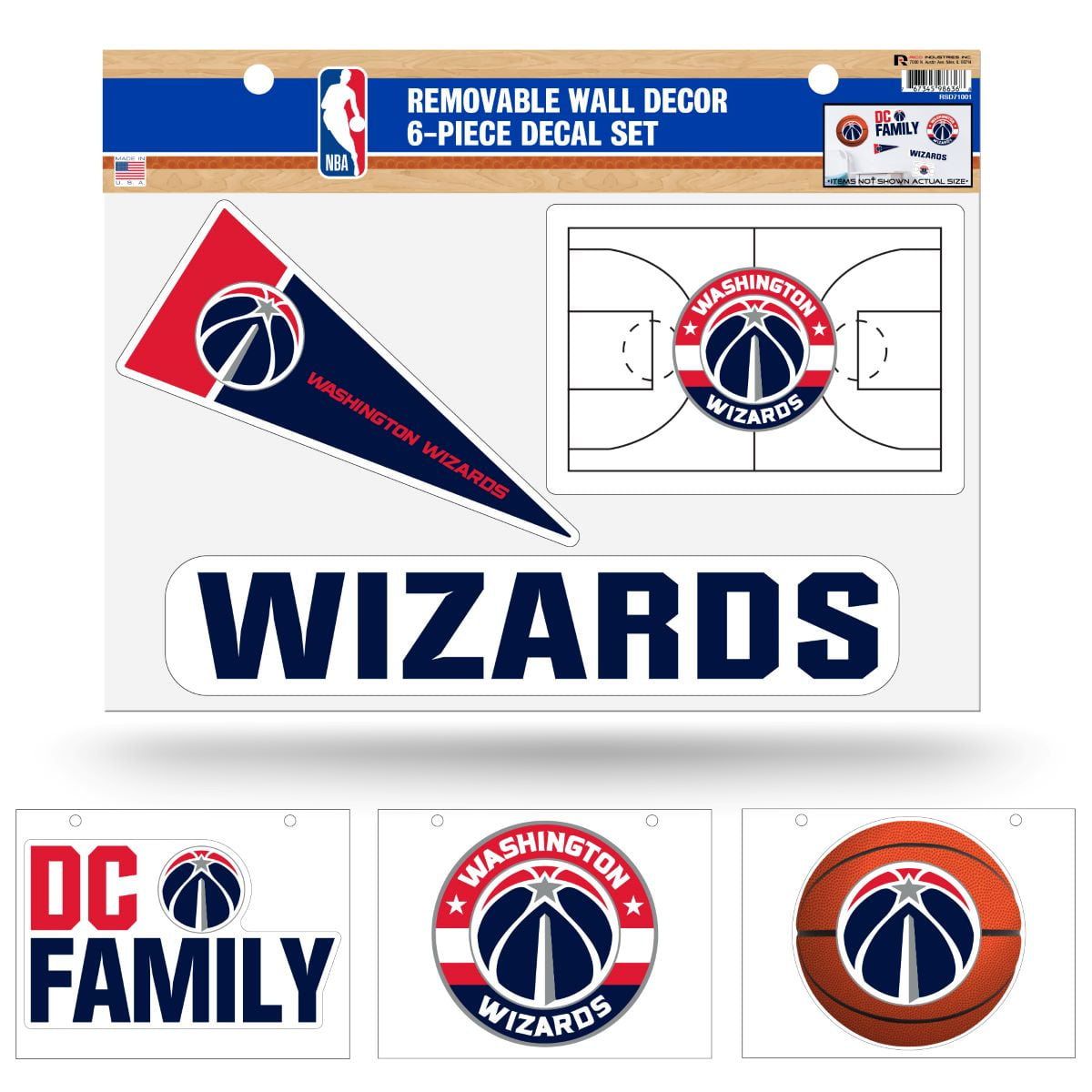 Washington Basketball Wizards (Set of 6) Individual Easy Peel Die-Cut ...